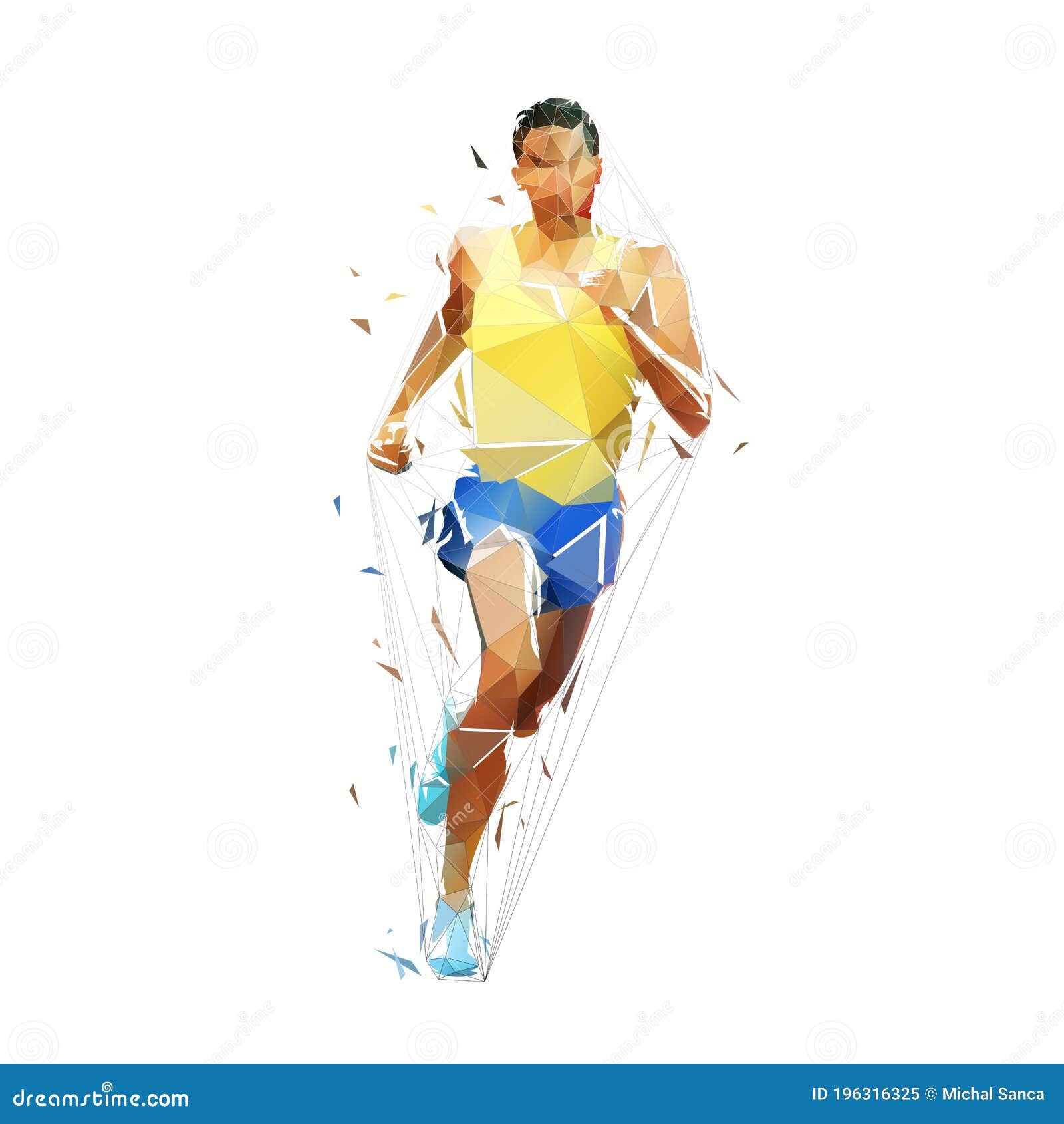 Running Man, Low Poly Vector Illustration. Front View Geometric Runner ...