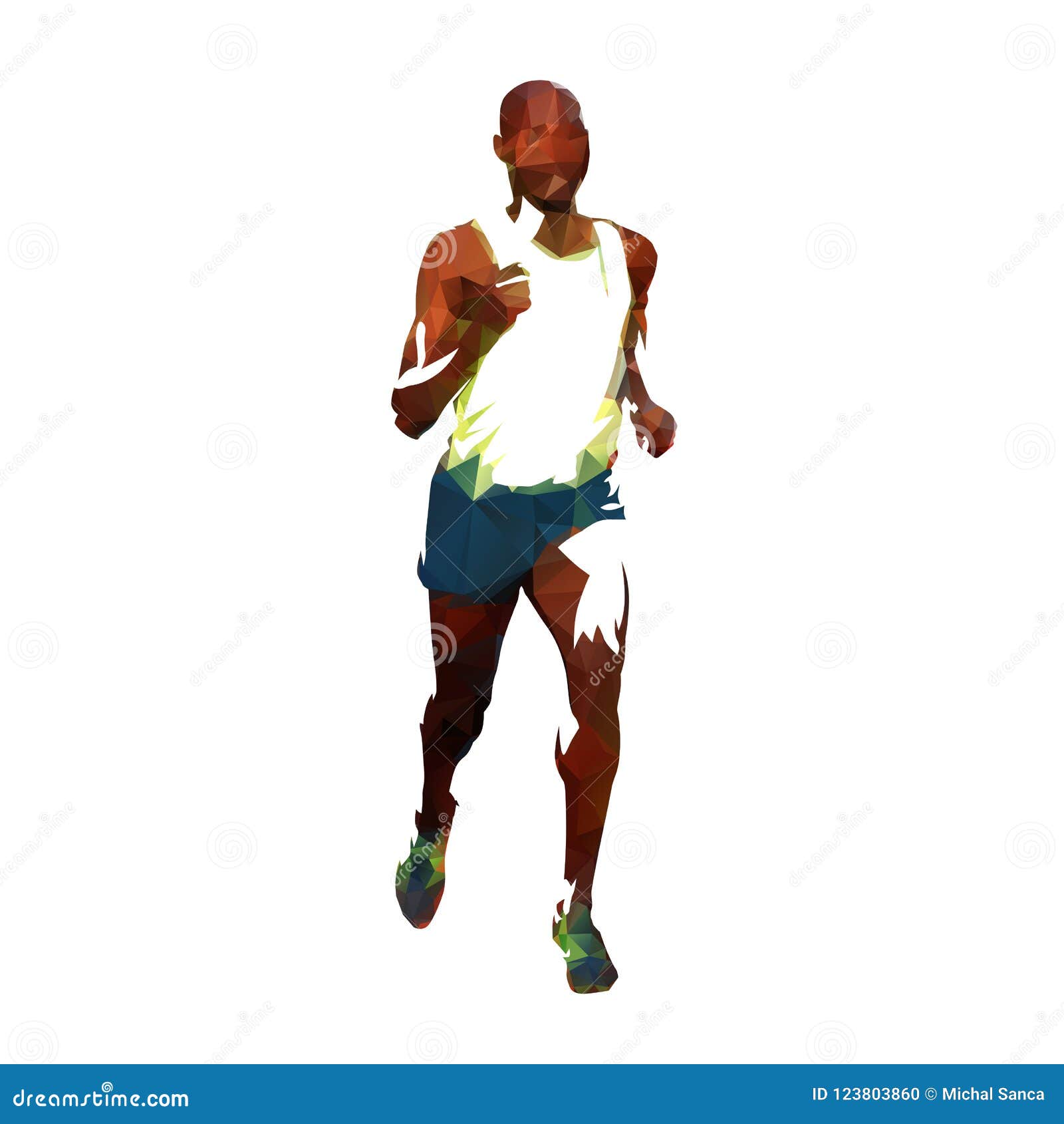 Running Man, Low Poly Vector Illustration. Front View Geometric Runner ...