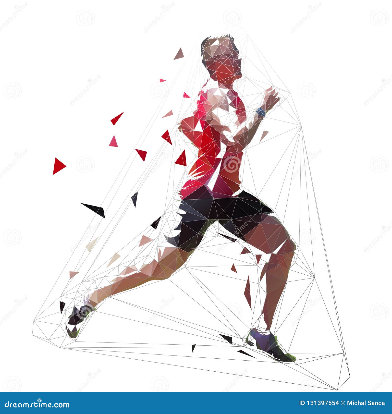 Running Man, Polygonal Vector Illustration Stock Vector - Illustration ...