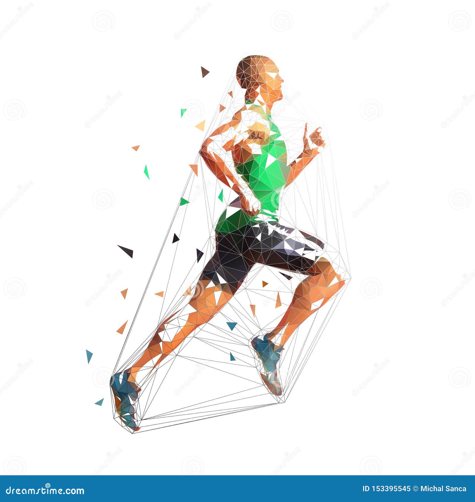 Running Man, Low Polygonal Vector Illustration. Geometric Runner, Side ...