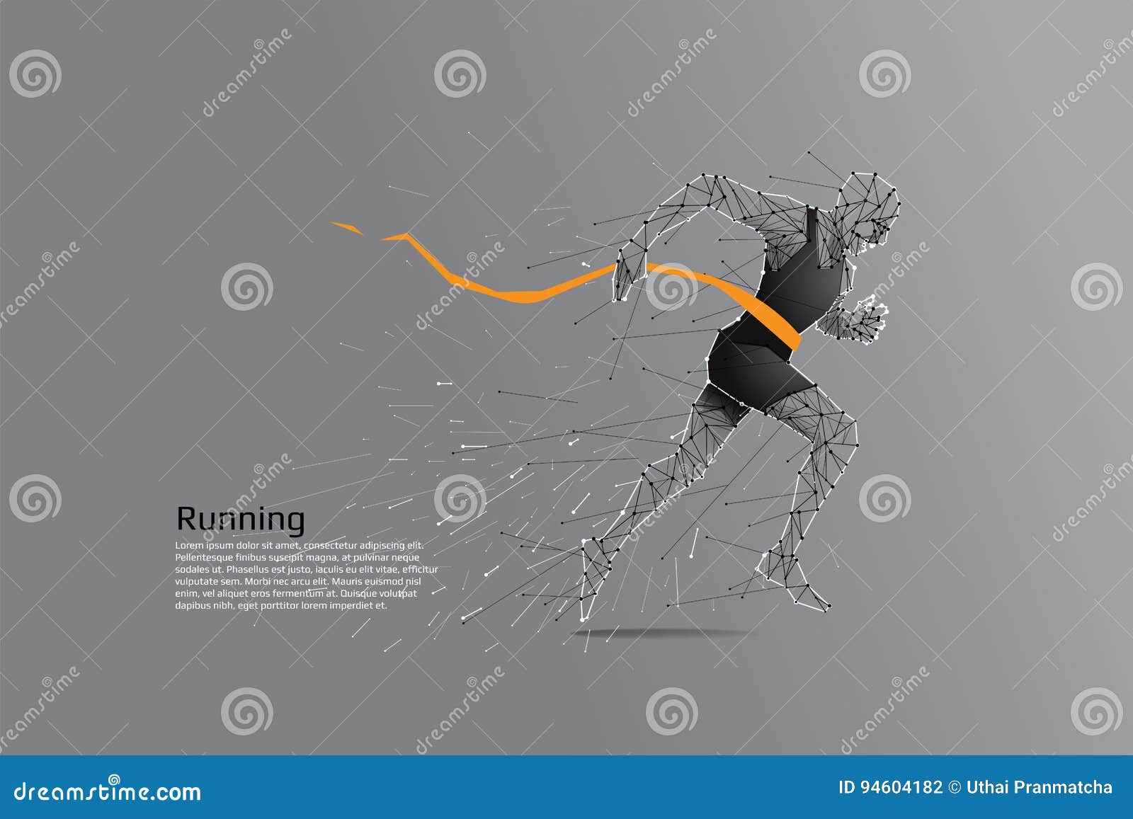 Running Man. Motion Art Line Dot Concept Stock Vector - Illustration of ...