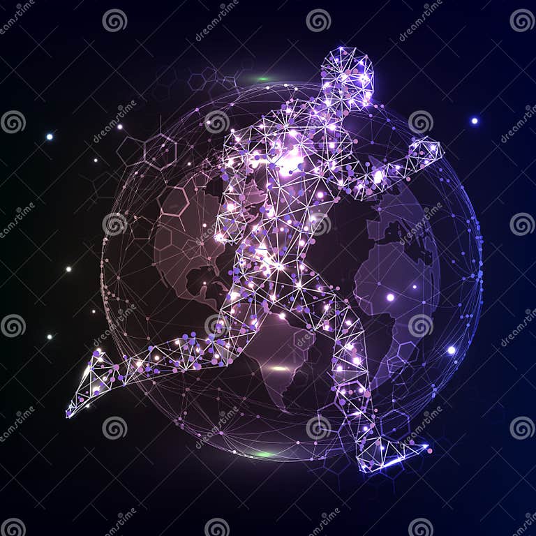 Running Man,Network Connection Turned into, Vector Illustration. Stock ...