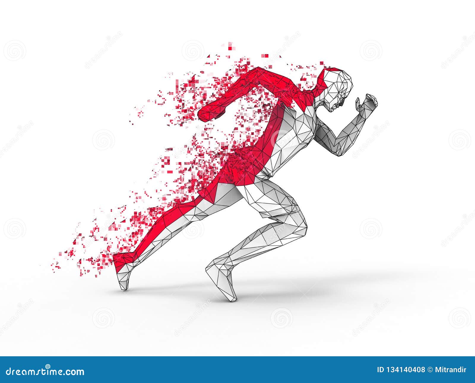 Running Man - Pixel Polygon Trails Stock Illustration - Illustration of ...