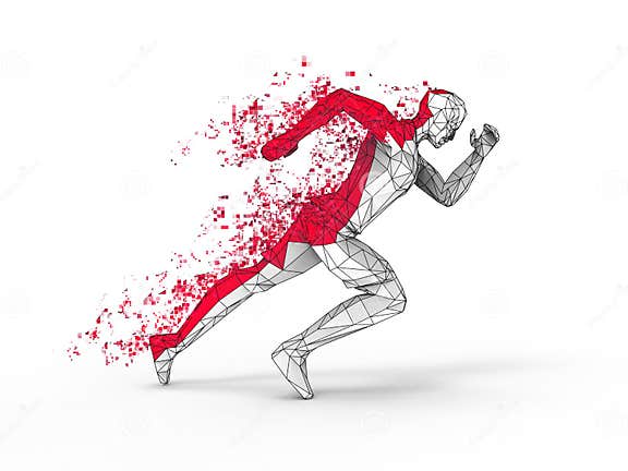 Running Man - Pixel Polygon Trails Stock Illustration - Illustration of ...