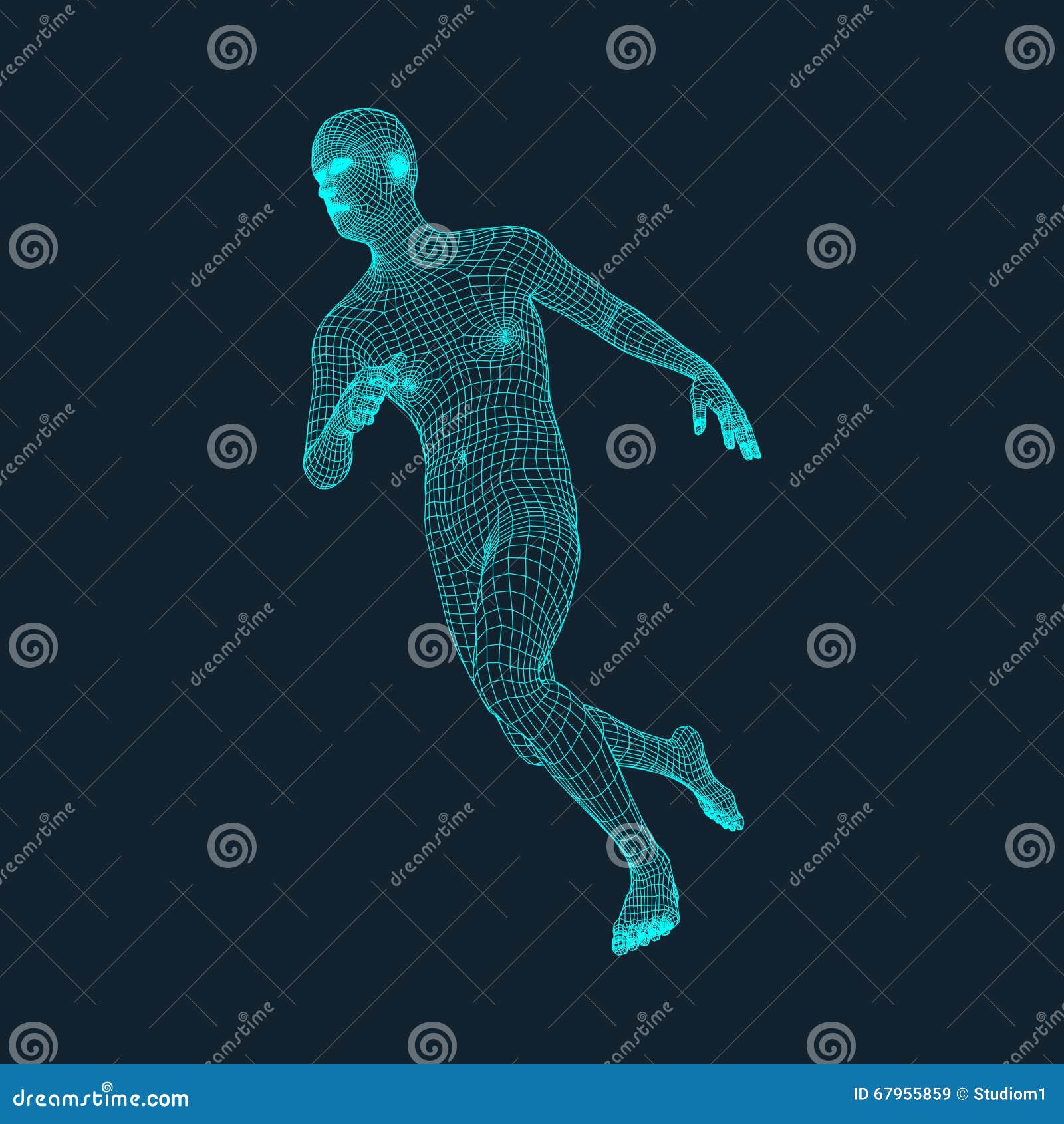 Running Man. 3D Model Of Man. Geometric Design. Human Body. Vector ...