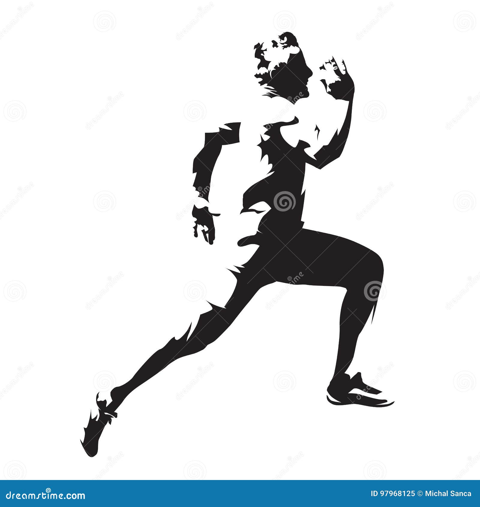 Running Man Profile, Abstract Vector Silhouette Stock Vector ...