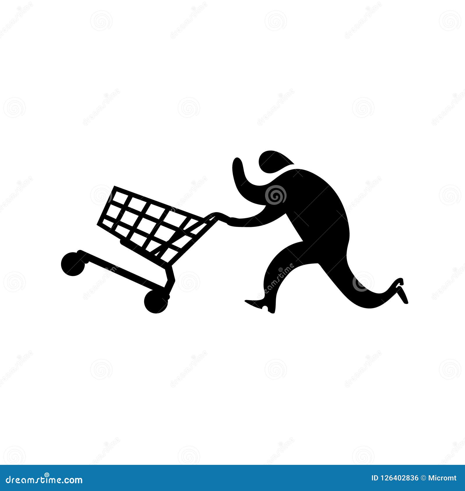 Running Man Pushing Shopping Cart Icon. Vector Shopping Illustration ...
