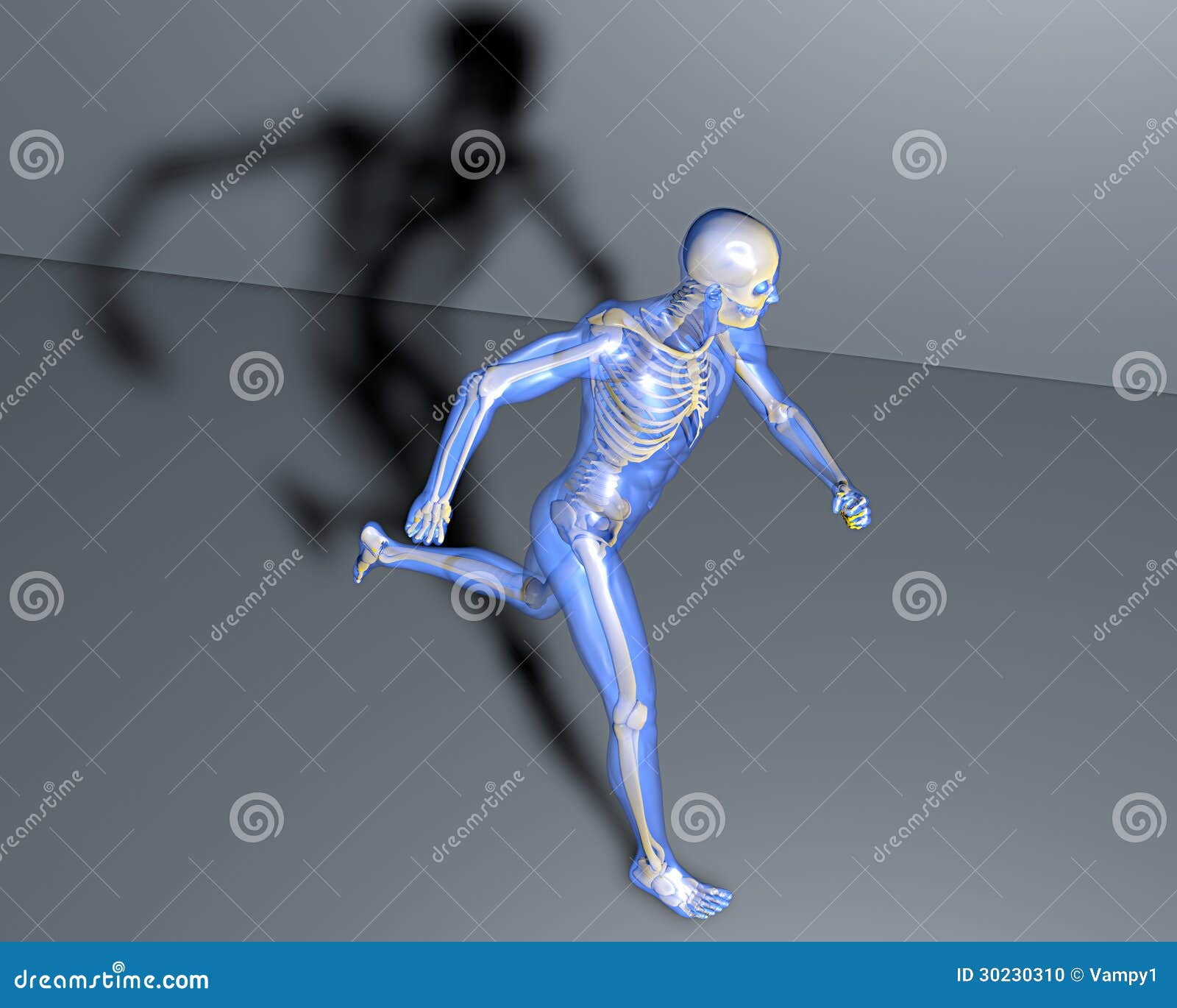 Running man seen on x-rays stock illustration. Illustration of spine ...