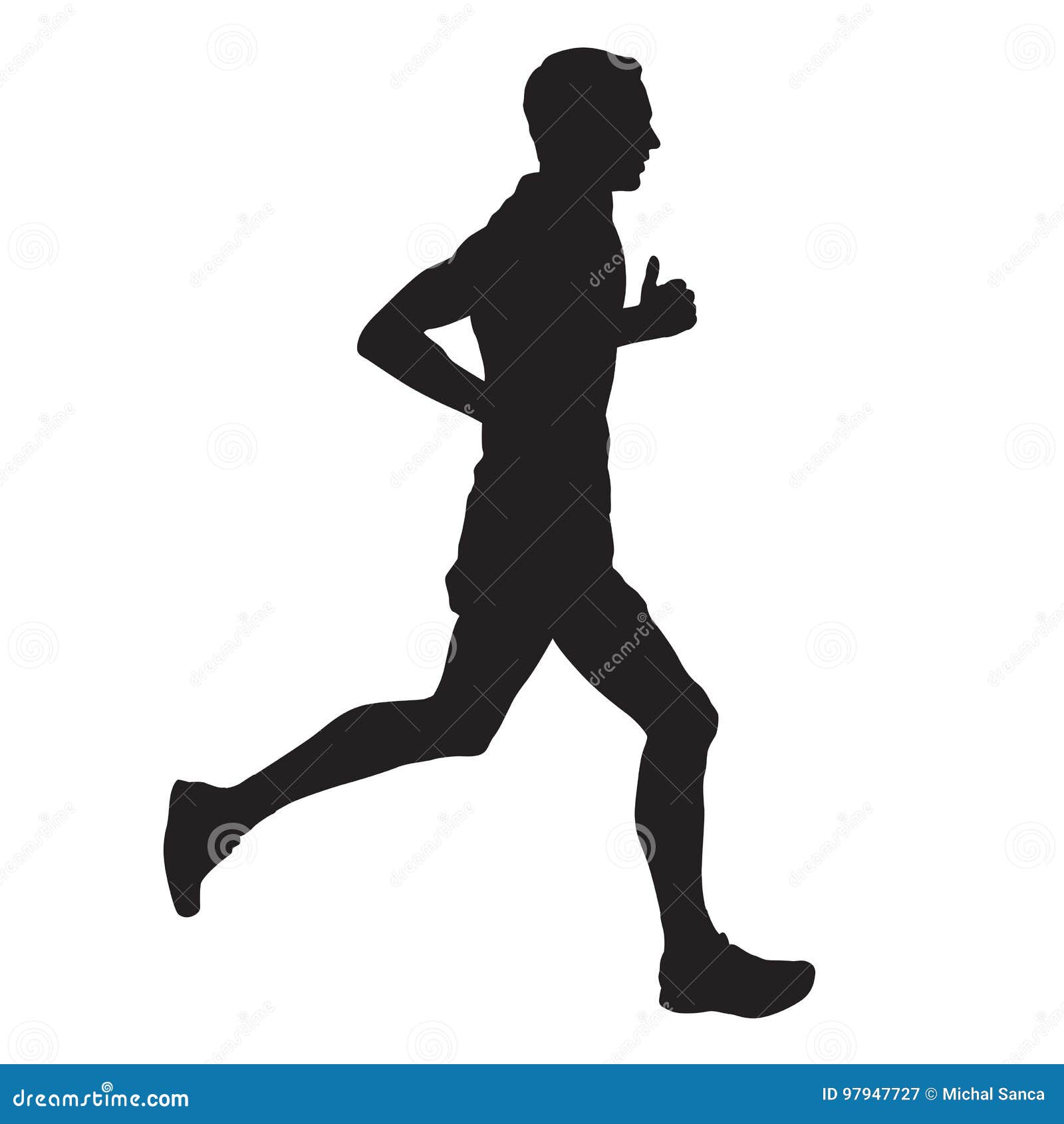Running Man, Side View, Isolated Silhouette Stock Vector - Illustration ...