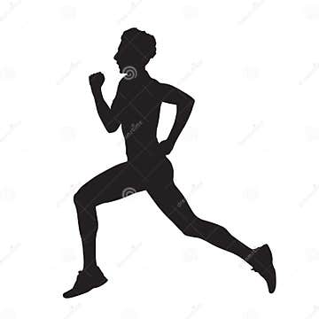 Running Man Side View Vector Silhouette Stock Vector - Illustration of ...