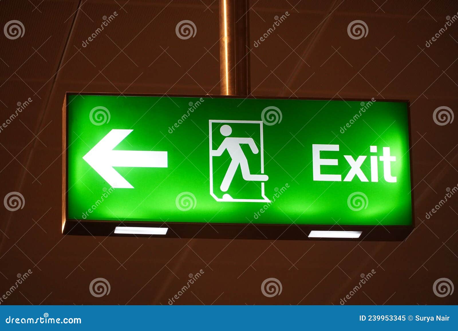 Running Man Sign Emergency Exit. Emergency Fire Exit with Floor Stock ...
