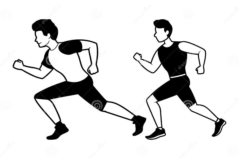 Running Man Silhouette, Running Man Line Art, Running Man Vector Art ...