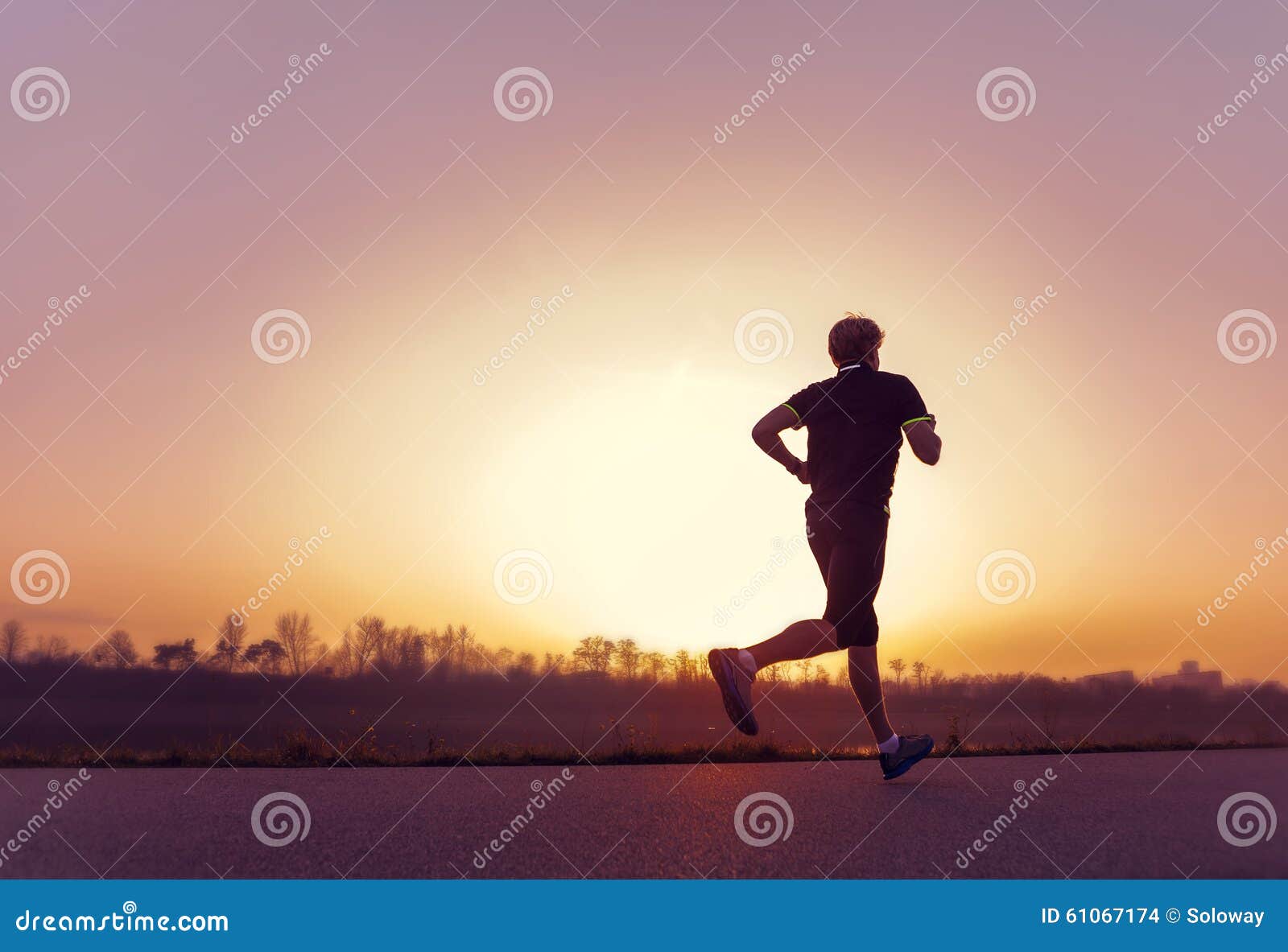 Running Man Silhouette in Sunset Time Stock Photo - Image of jogger ...