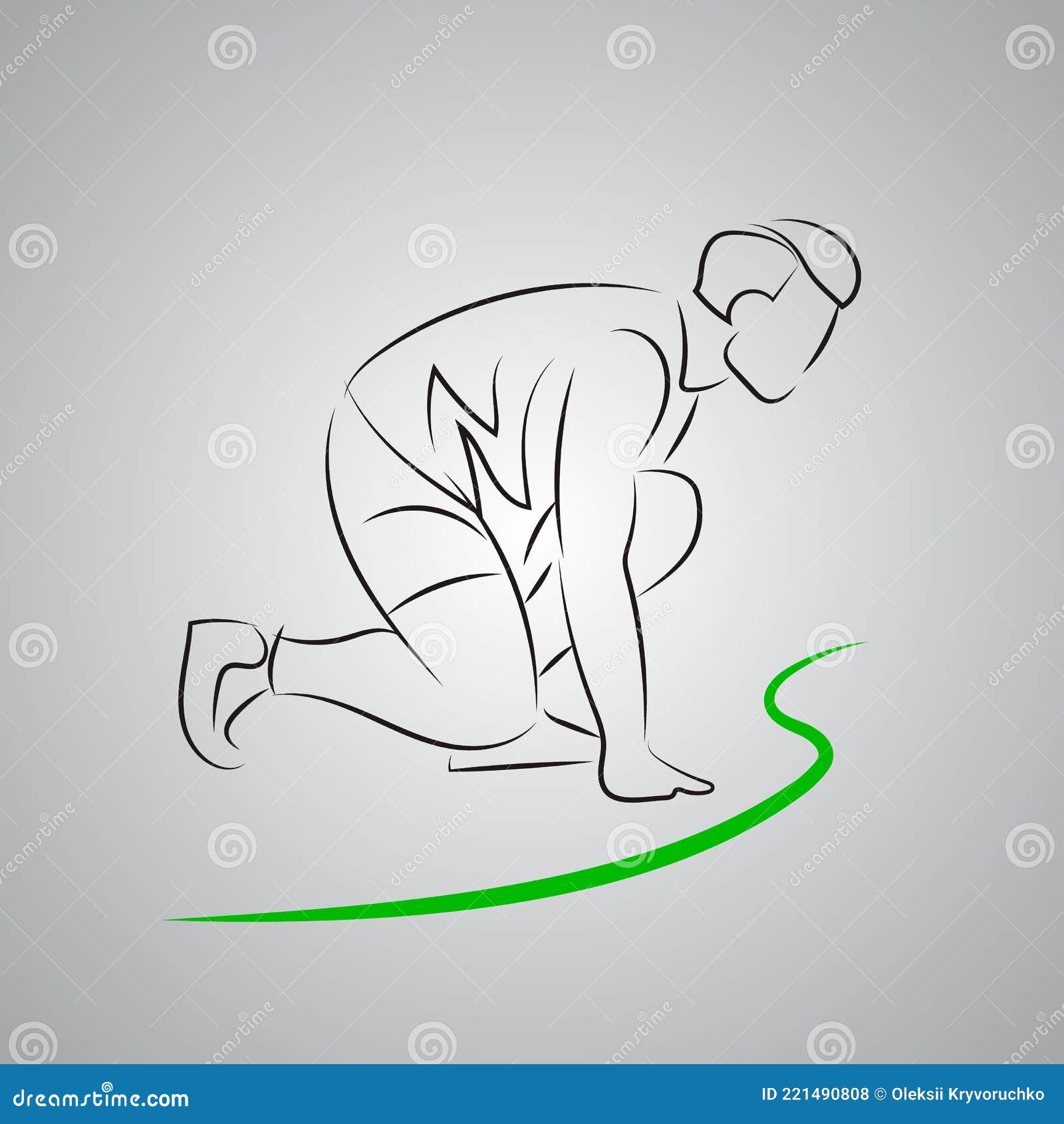Running Man at the Start. Outline Sketch Simple Illustration Stock ...