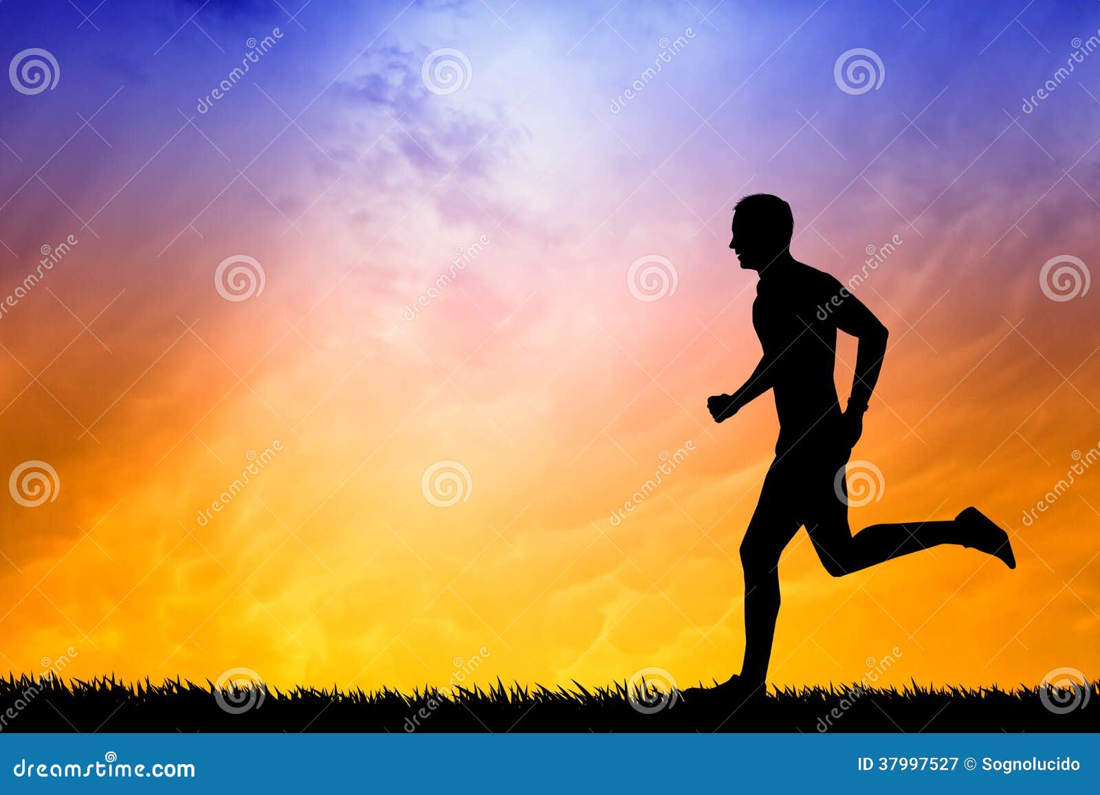 Running man at sunset stock illustration. Illustration of running ...