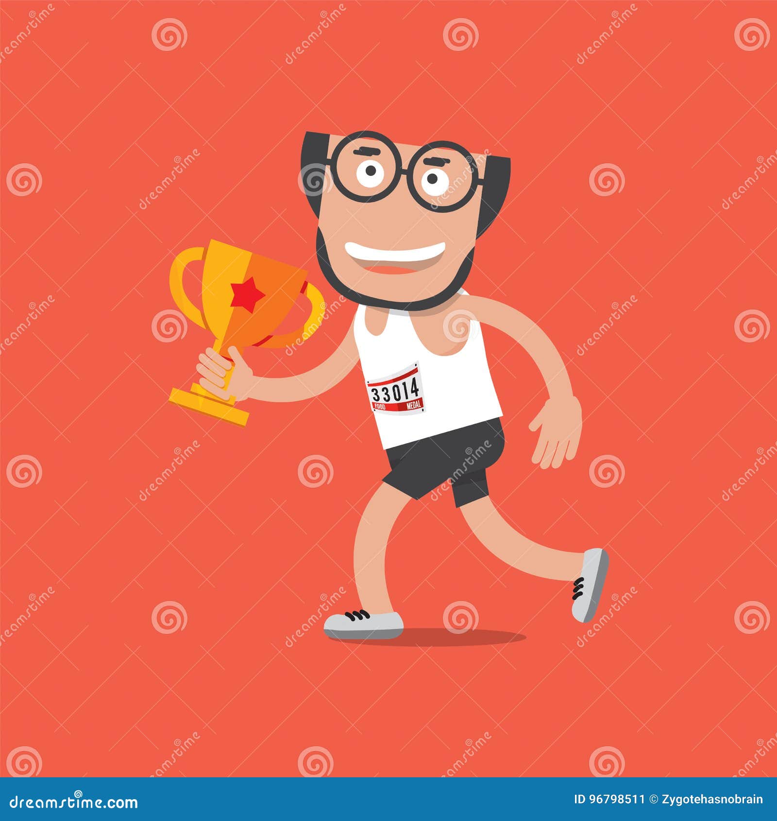 Running Man with Trophy Vector Stock Vector - Illustration of medal ...