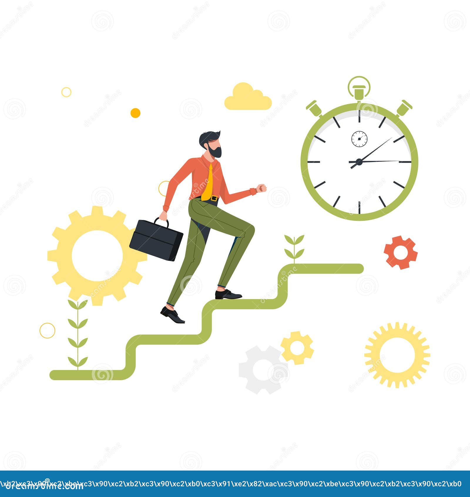 Running Man Up the Career Ladder, Stopwatch Stock Vector - Illustration ...