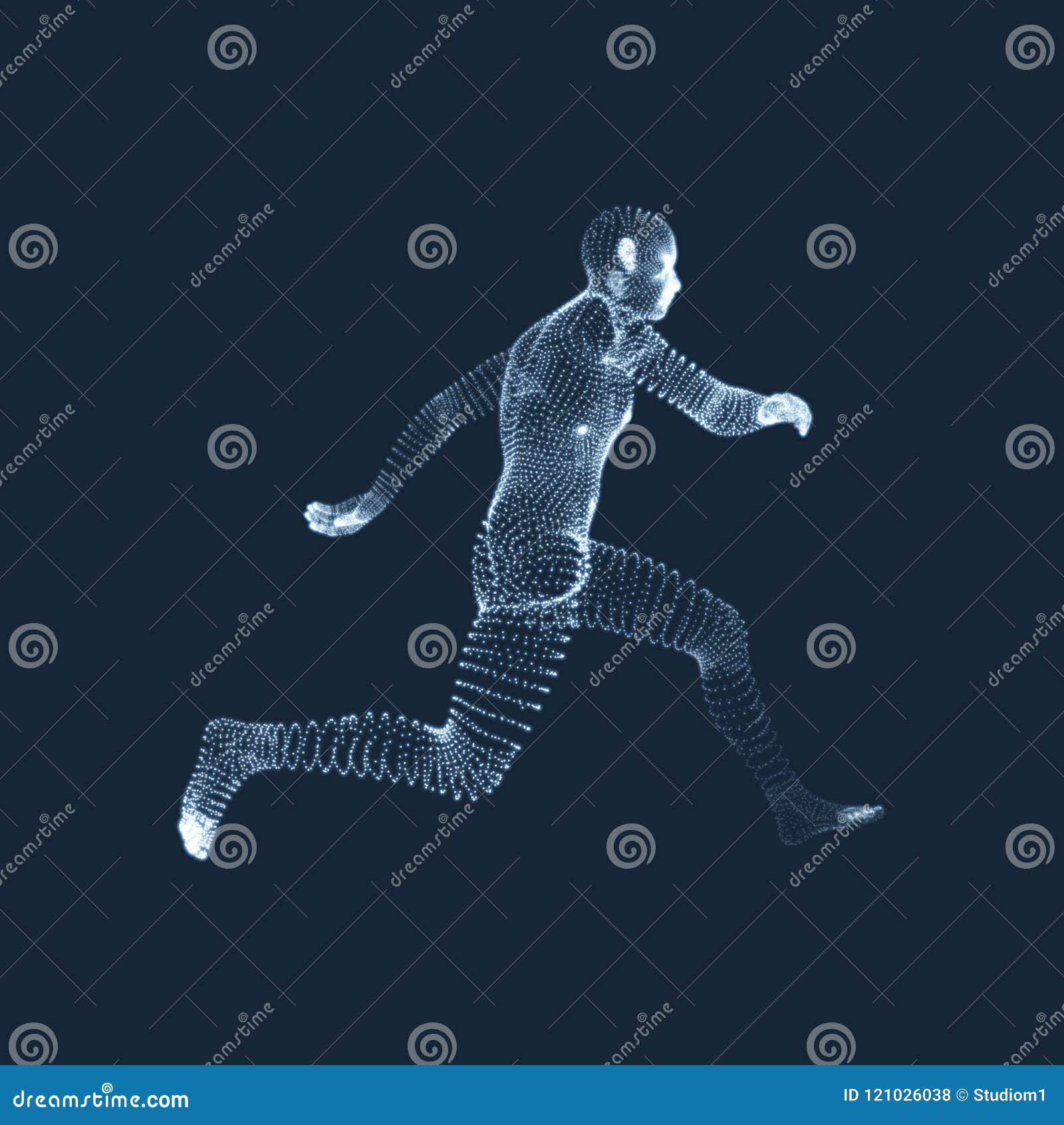 Running Man. Vector Graphics Composed Of Particles. 3D Model Of Man ...