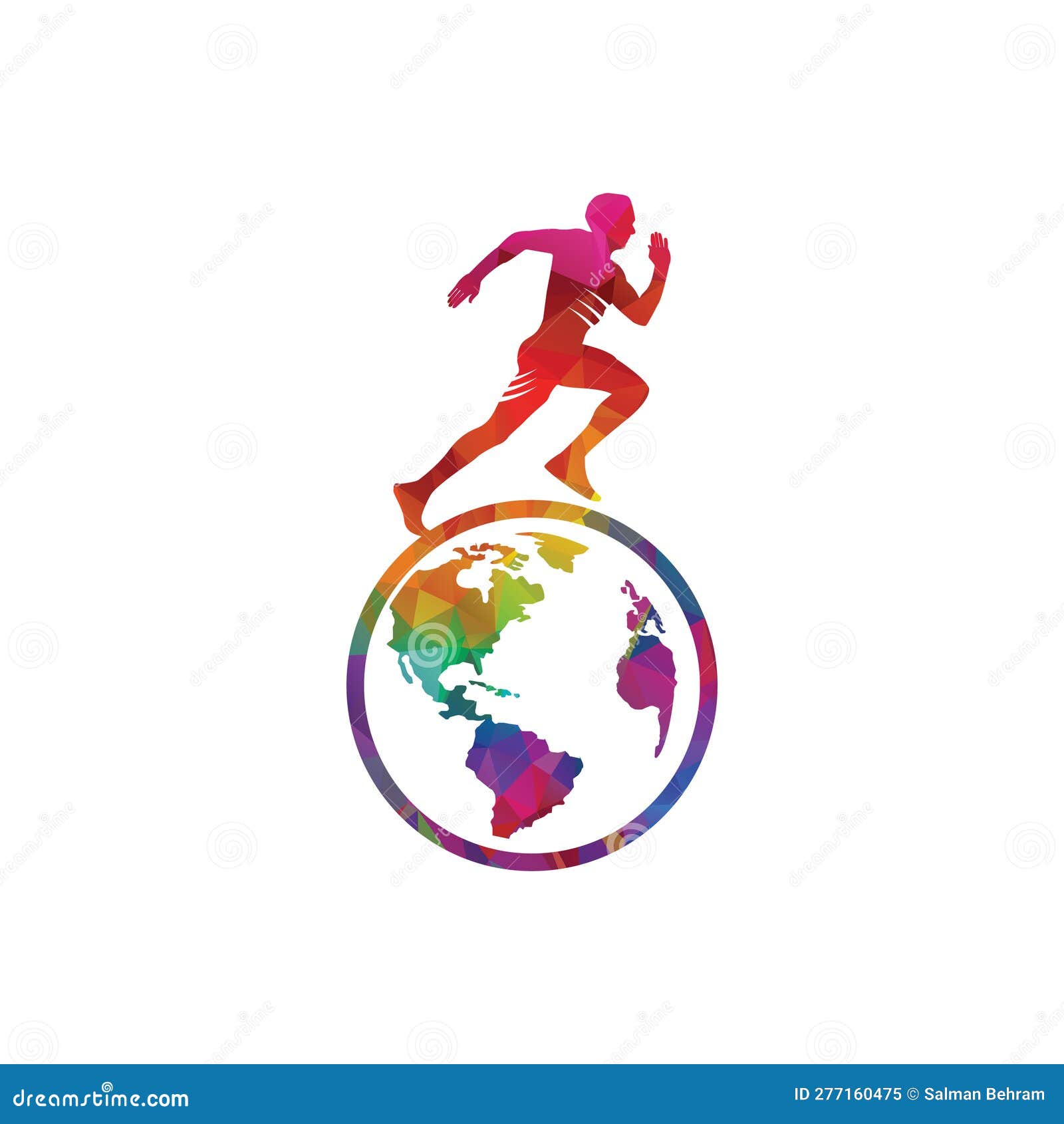Running Man Vector Logo Design Template. Running Man with Globe ...