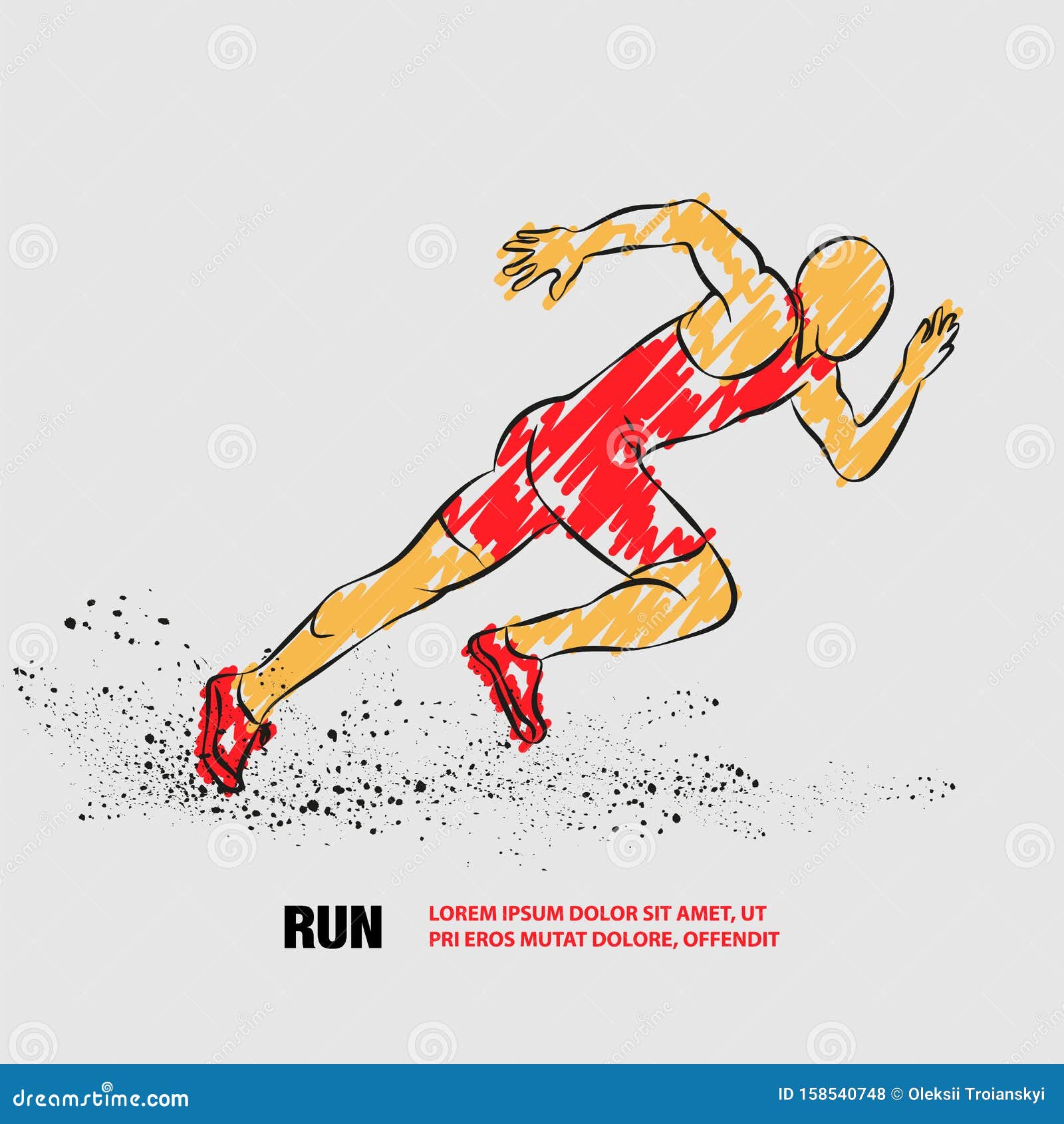 Running Man. Vector Outline of Running Man with Scribble Doodles. Stock ...