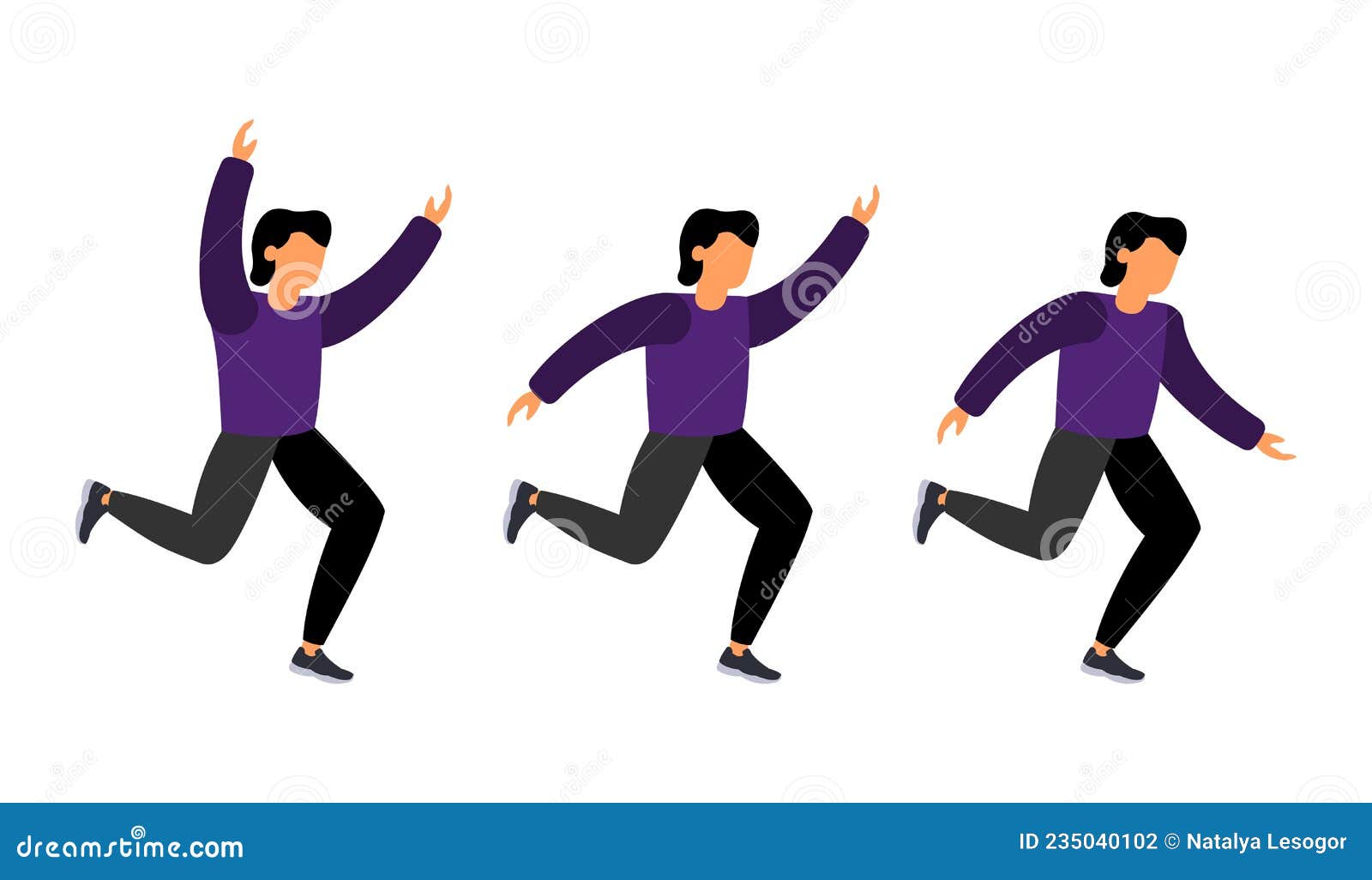 Running Man Waving His Hands, Simple Flat Design Stock Vector ...