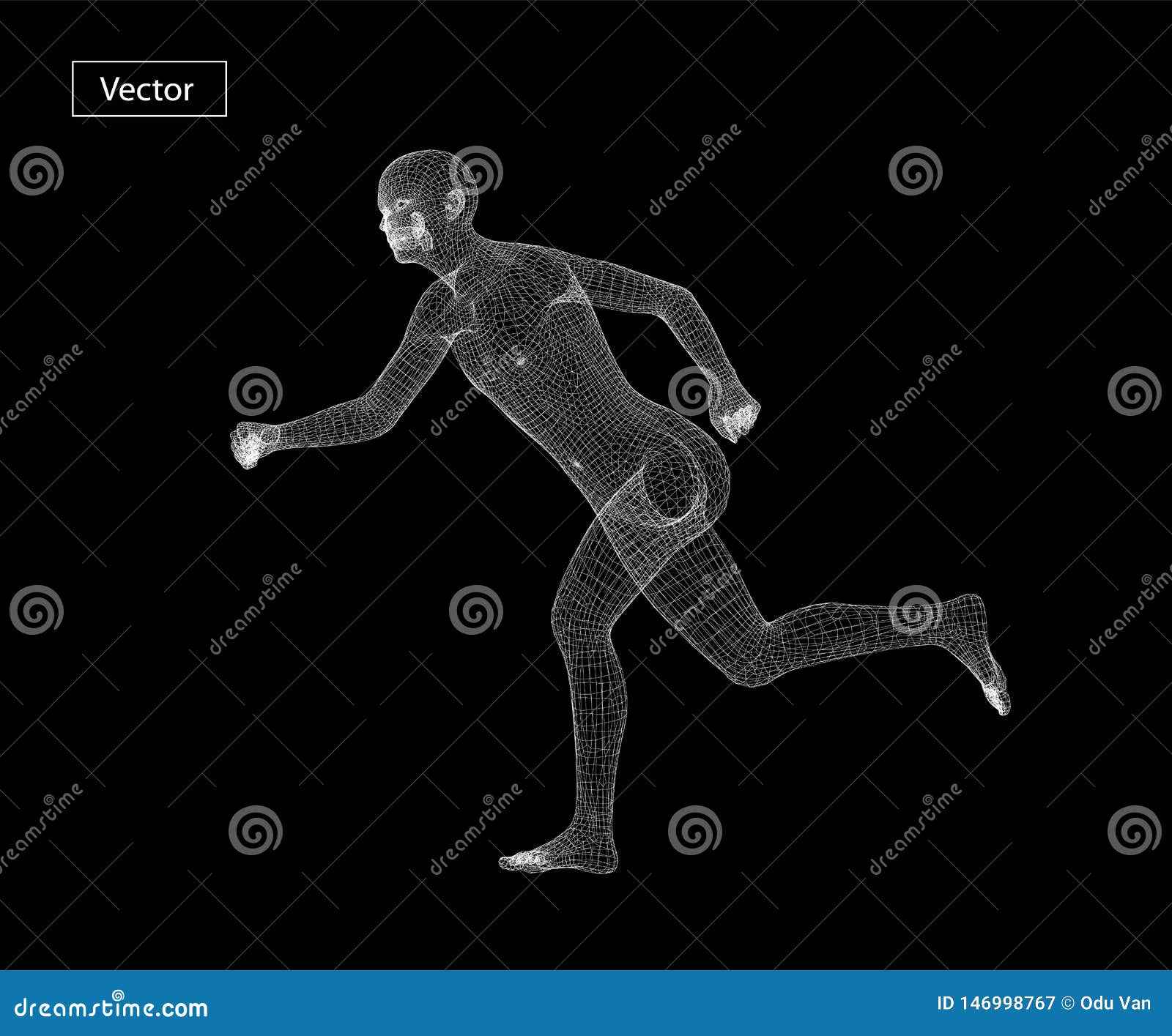 Running Man Wireframe Art Illustration. Polygonal Space Low Poly with ...