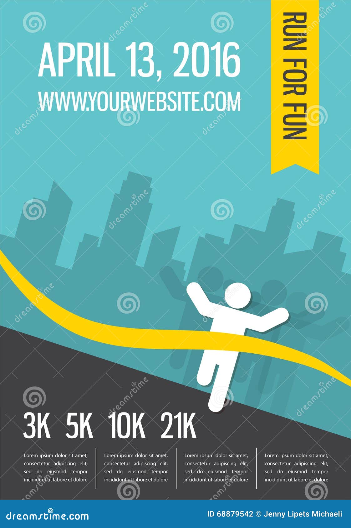 Running Marathon, People Run, Colorful Poster Design Stock Vector ...