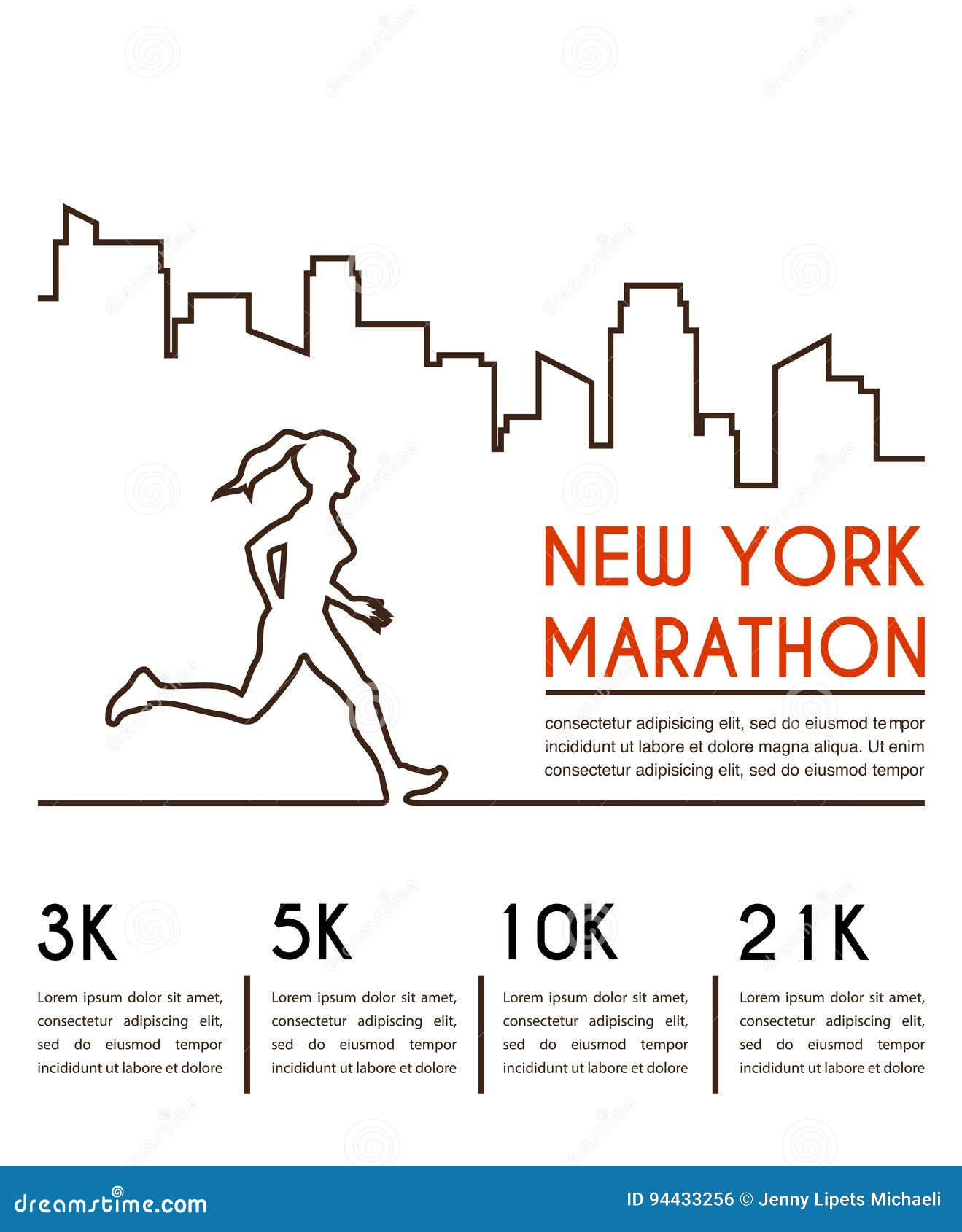 Running Marathon Poster Design. Stock Vector - Illustration of healthy ...