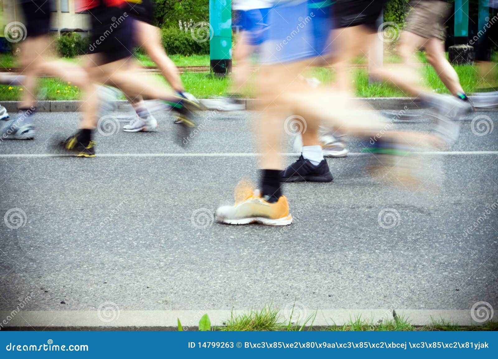 Running in Marathon, Sport Shoes Stock Image - Image of defocused ...