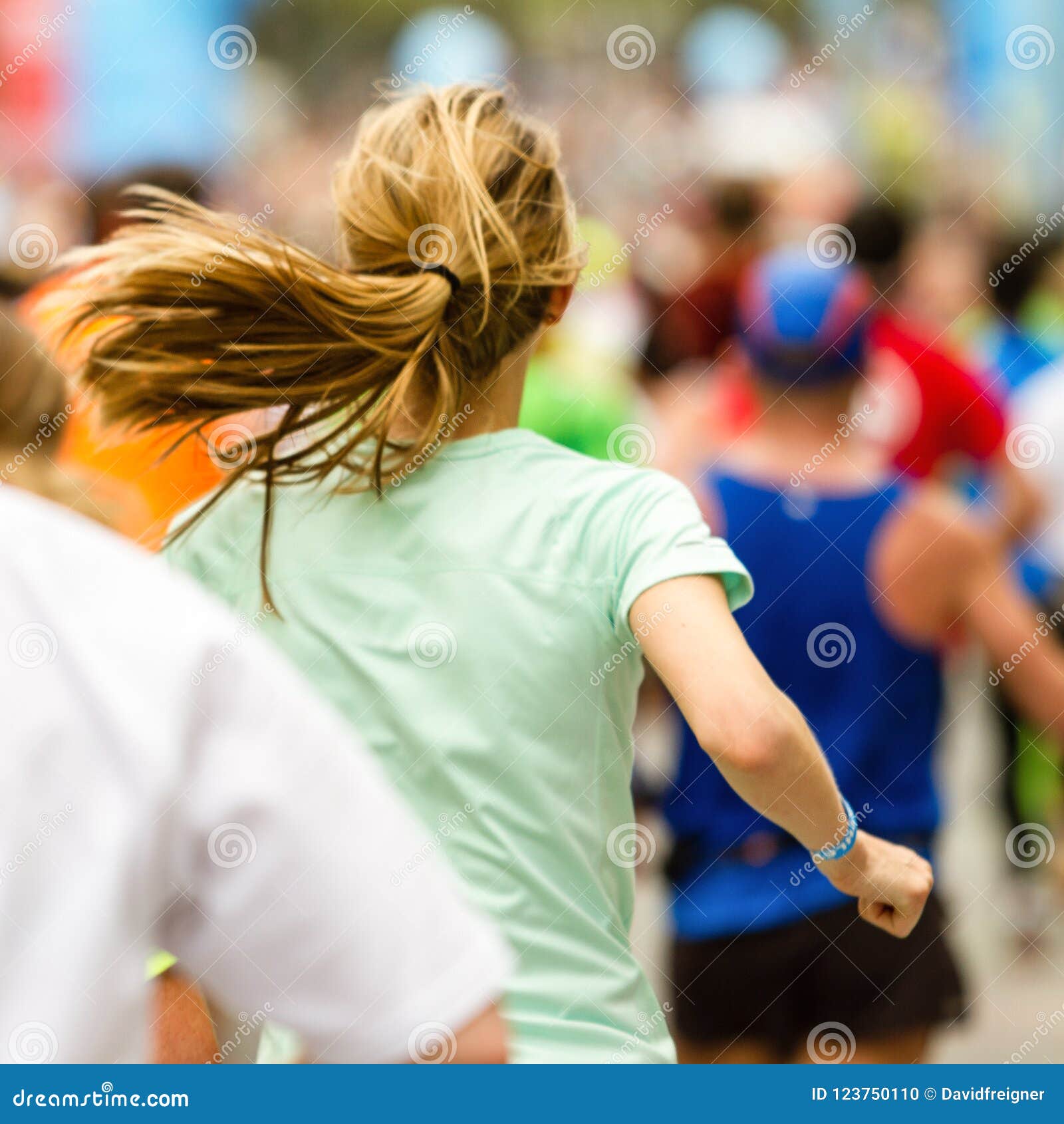 Woman Running the Marathon at Start or Finish Line. Editorial Image ...