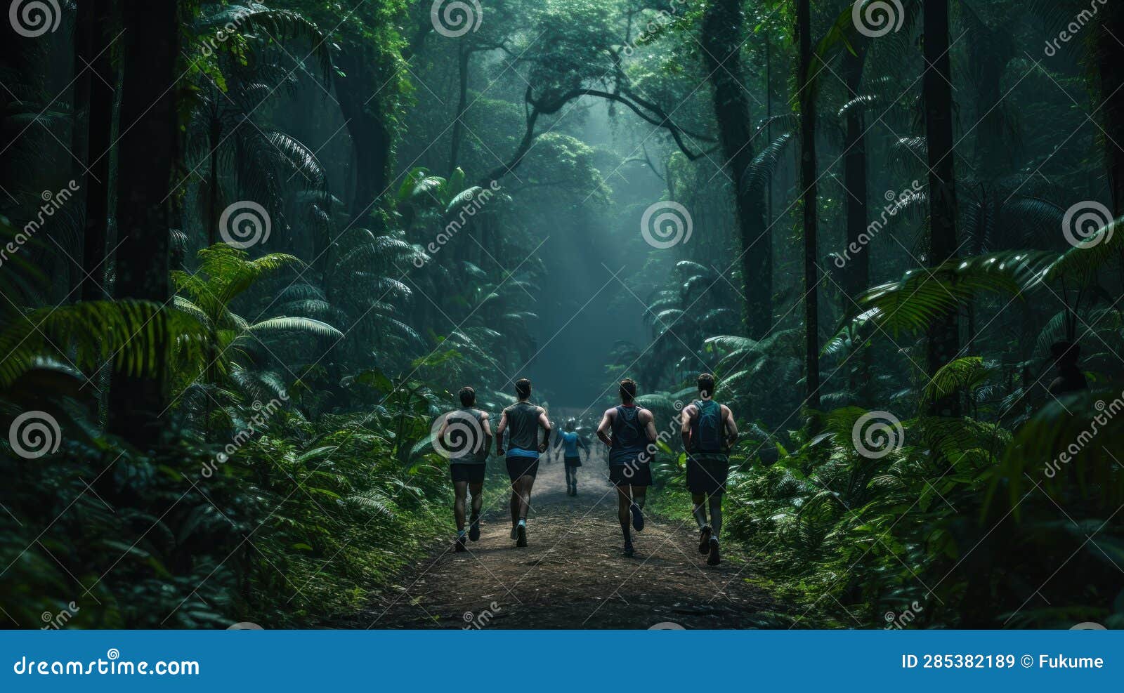 Running Marathon on the Track in the Forest Jungle Generative Ai Stock ...