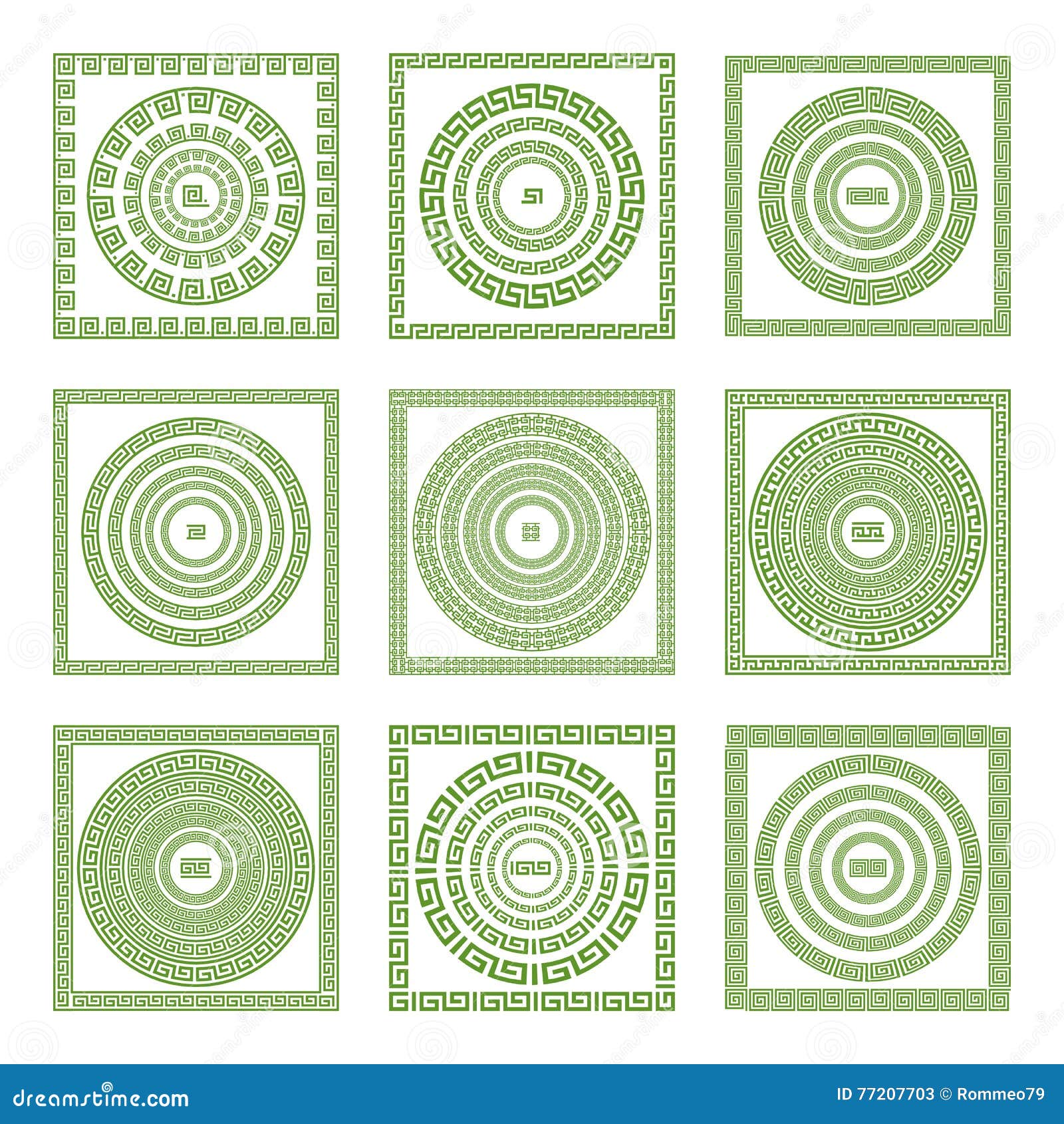 Running Meander, Decorative Meander Border, Examples with Different ...