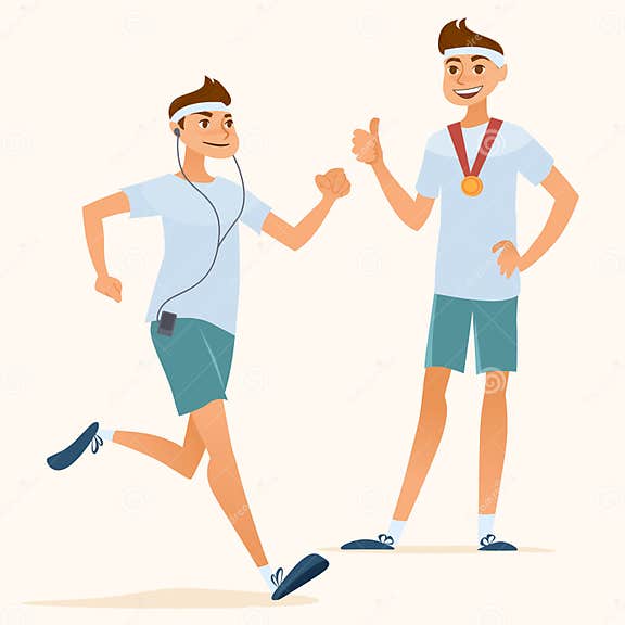 Running Men and Happy Champion Stock Vector - Illustration of champion ...