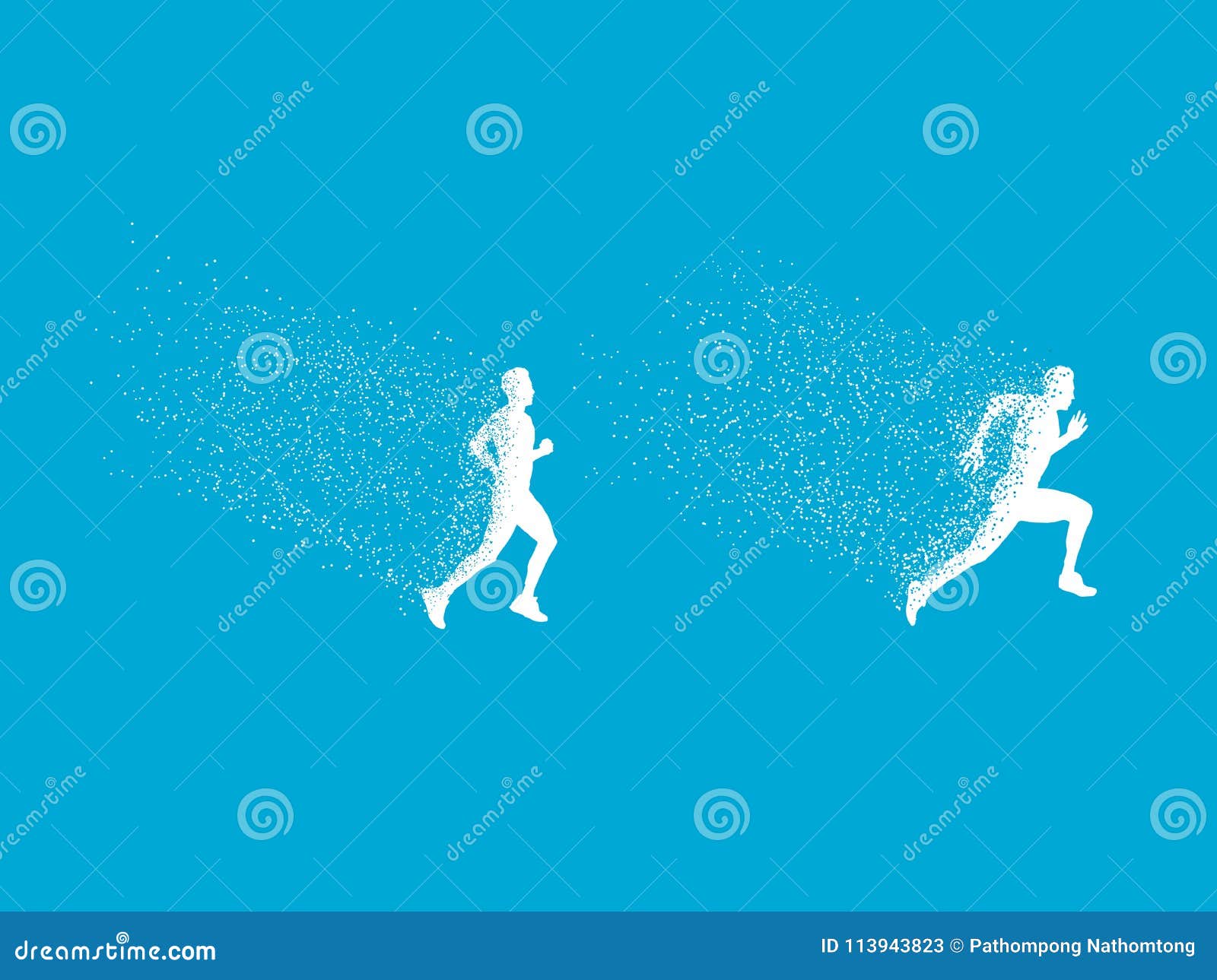 Running Man Particle Divergent Silhouette. Can Be Used For Sport And ...