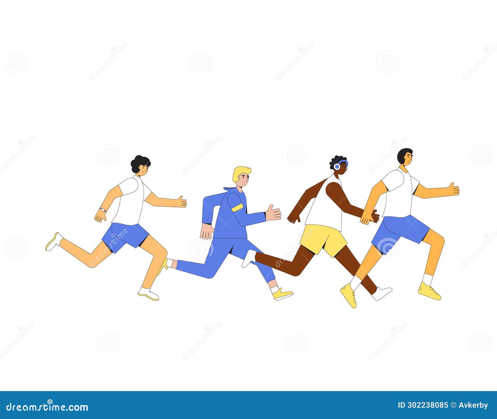 Running Men Team. Different Runners Marathon Stock Vector ...