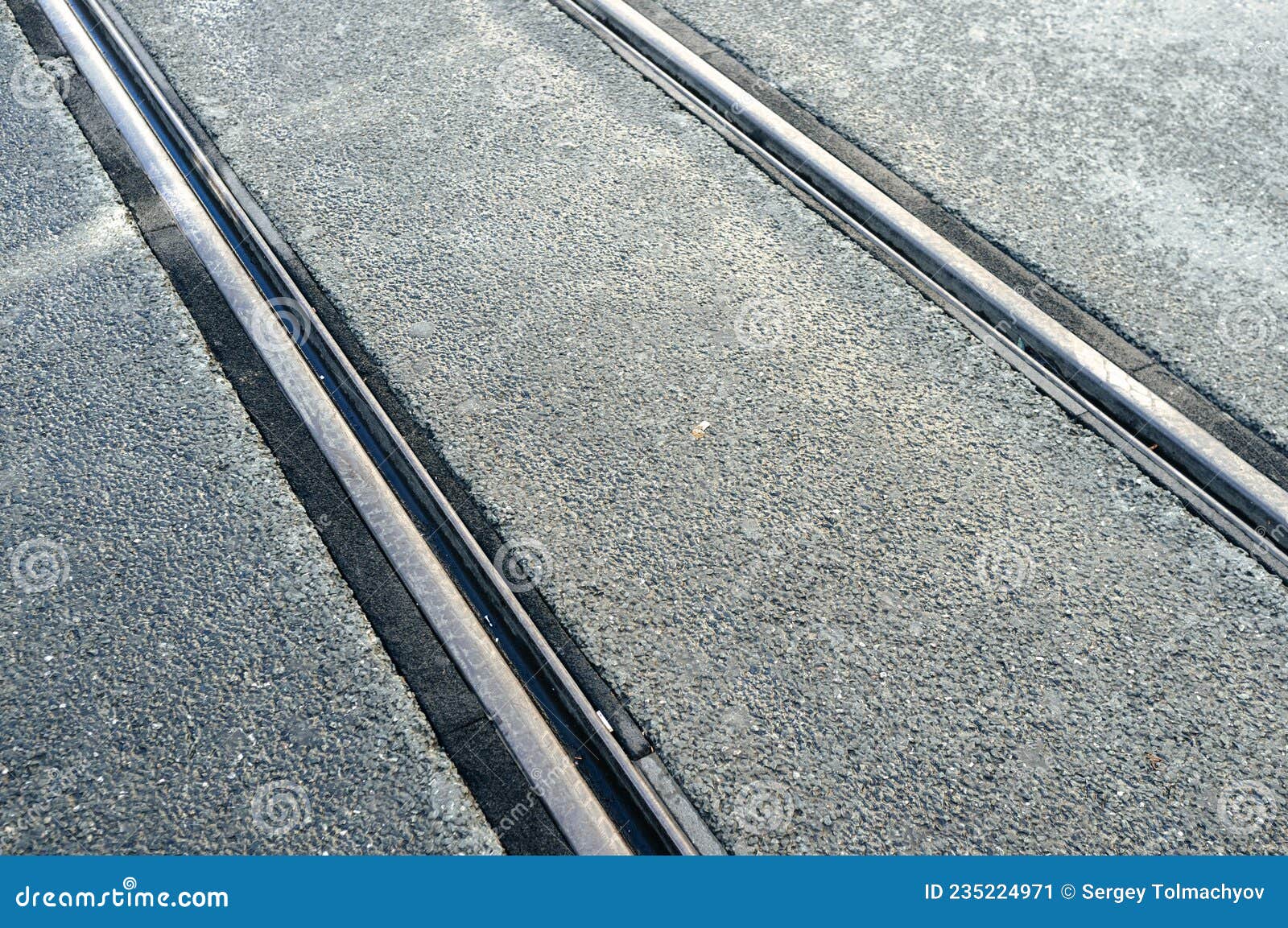 Running Metal Rails of Modern Tramway on Pavement Stock Image - Image ...