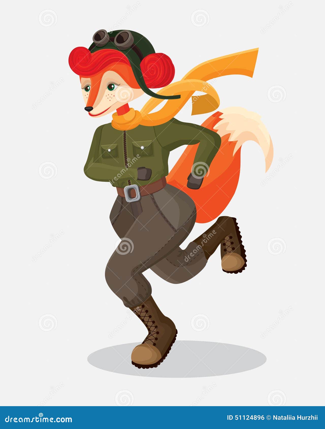 Running military fox-pilot stock vector. Illustration of scarf - 51124896