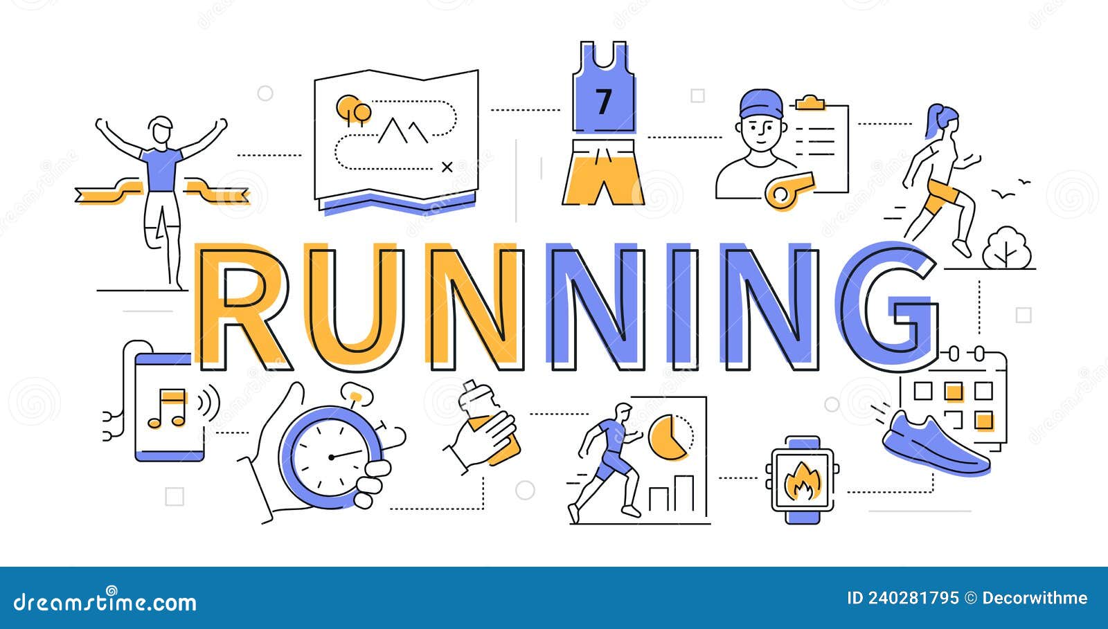 Running - Modern Flat Design Style Web Banner with Line Elements Stock ...