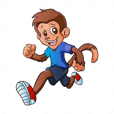Running monkey cartoon. stock vector. Illustration of animal - 72085666
