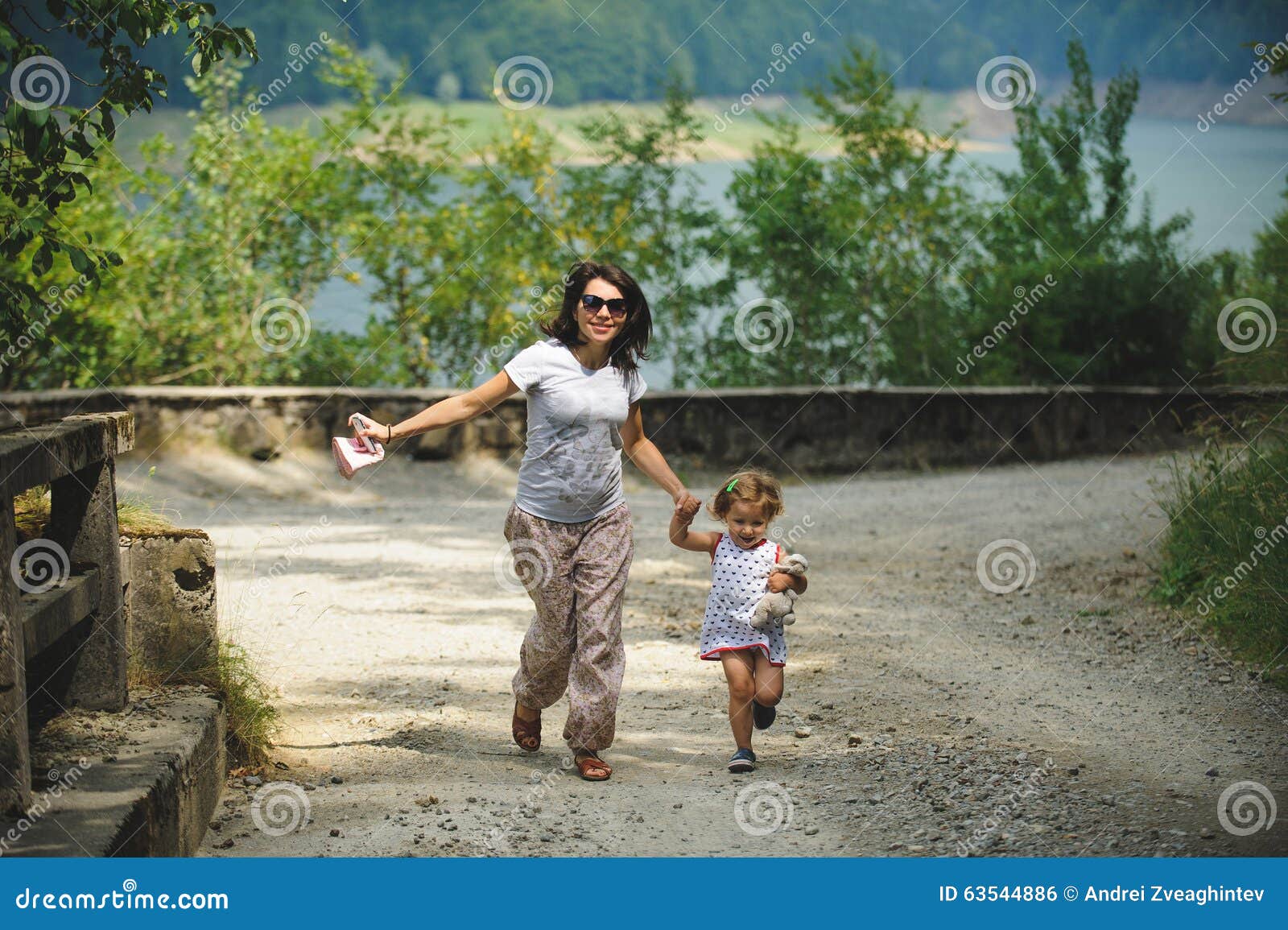 Running Mother and Daughter Stock Photo - Image of girl, activity: 63544886