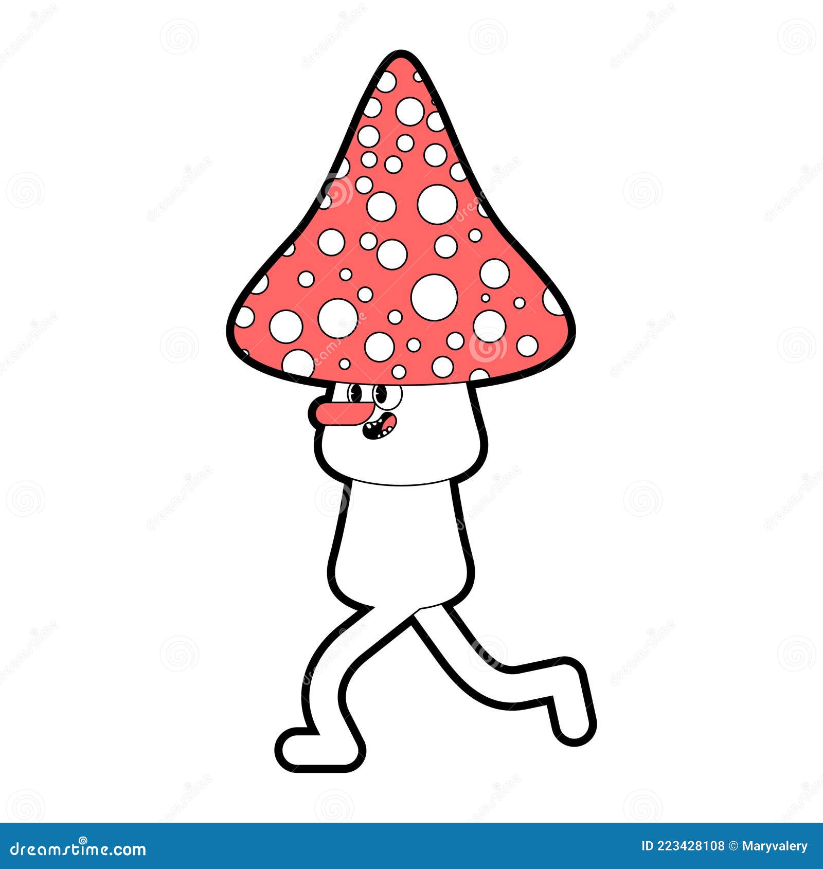Running Mushroom. Fly Agaric Run Stock Vector - Illustration of ...
