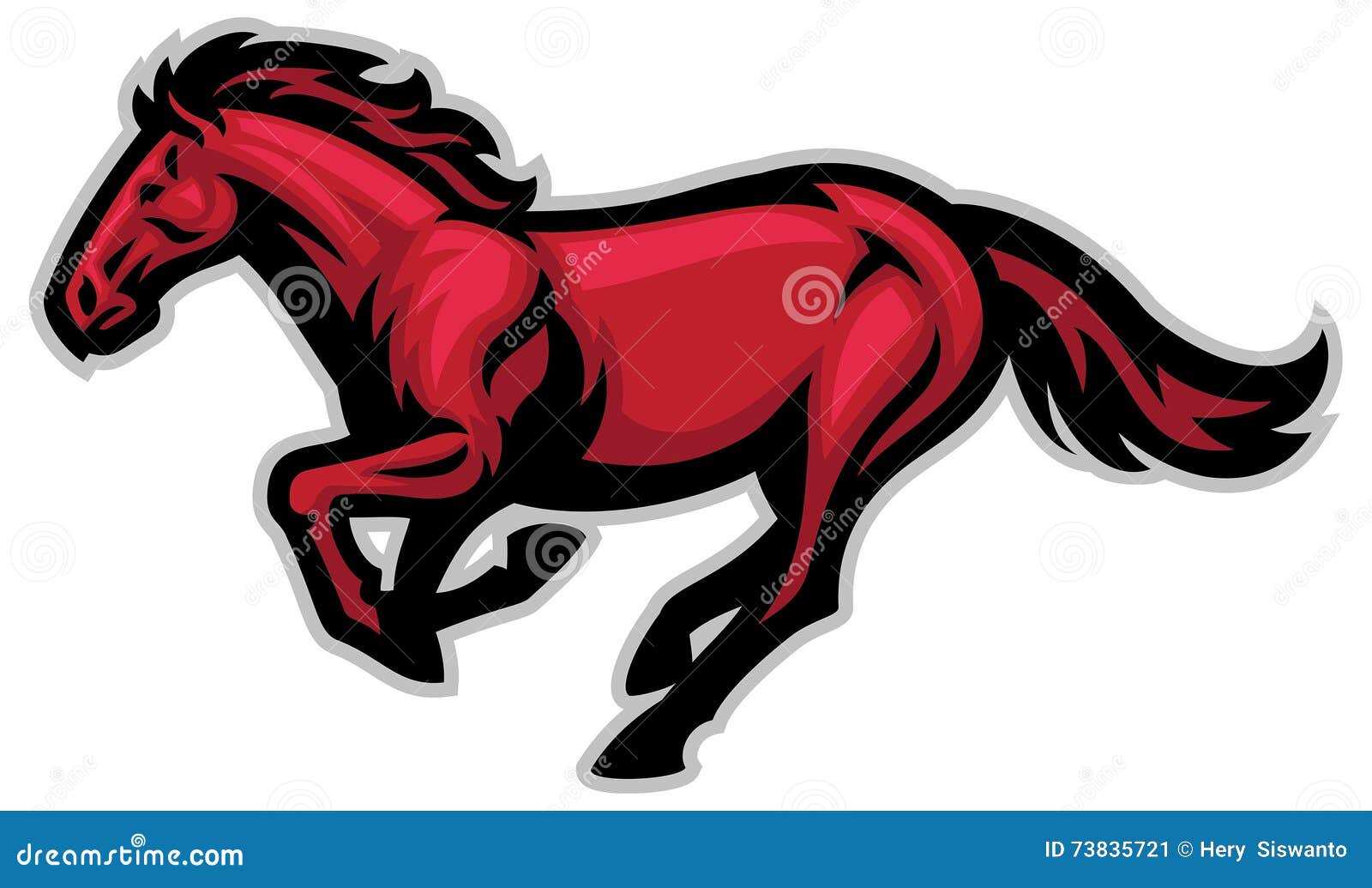 Running Mustang Horse Cartoon Vector | CartoonDealer.com #93090565