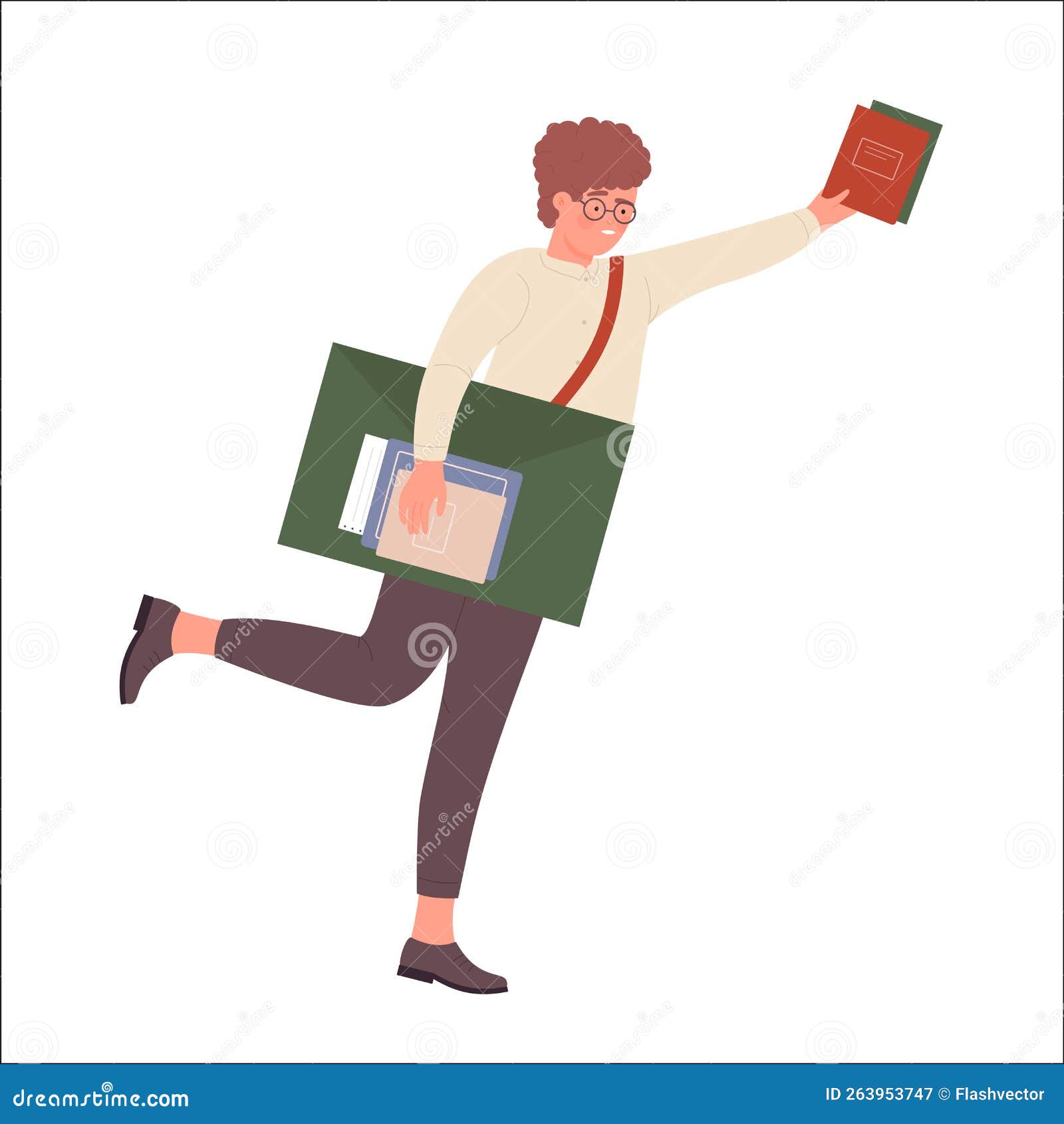 Running Nerd Boy with School Materials Stock Vector - Illustration of ...