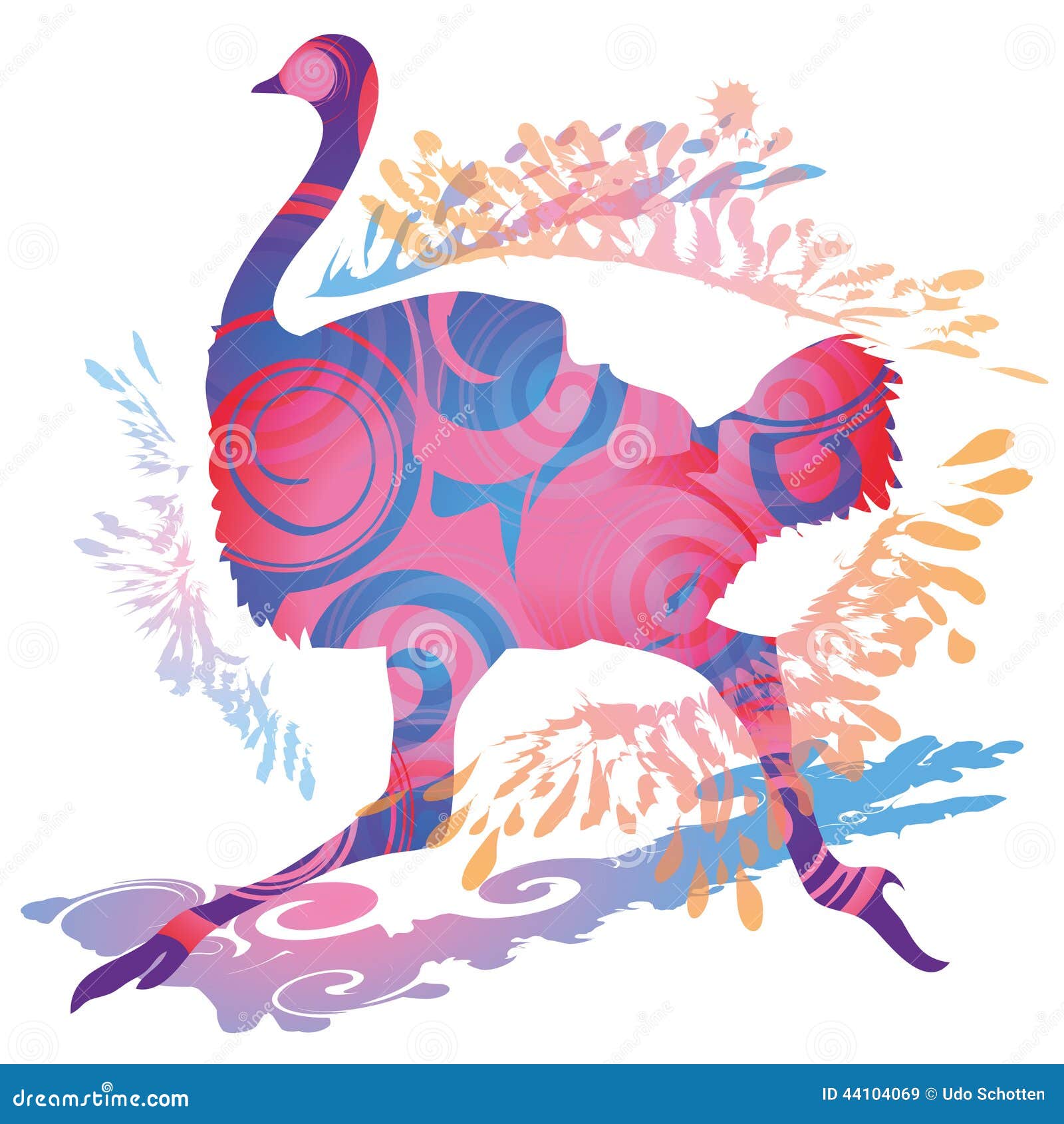 Running ostrich stock vector. Illustration of dust, leisure - 44104069