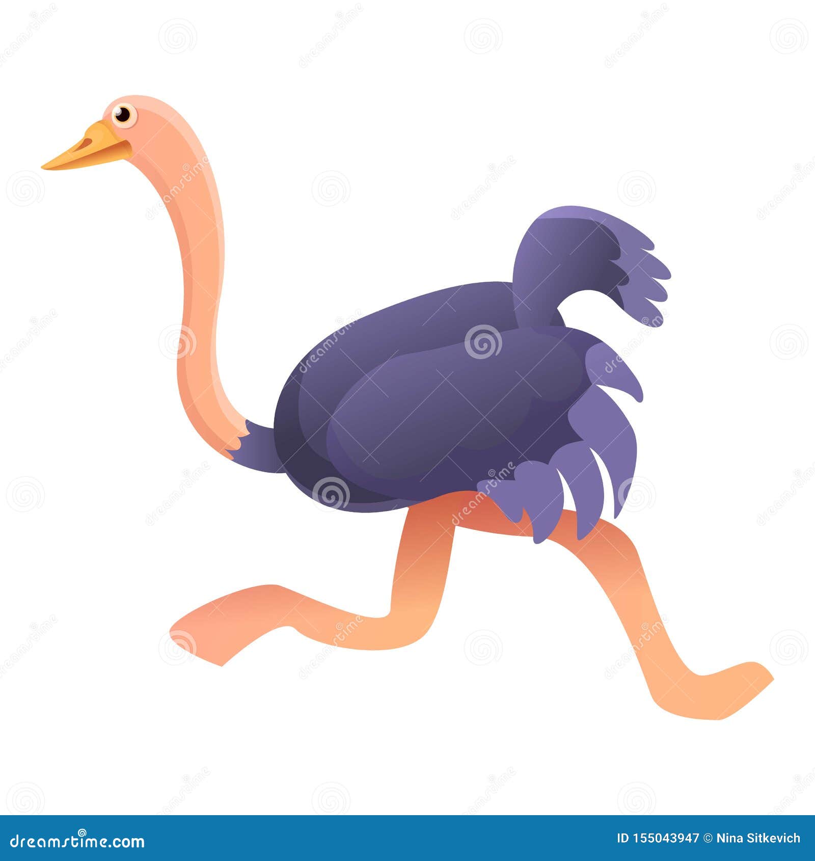 Running Ostrich Icon, Cartoon Style Stock Vector - Illustration of ...