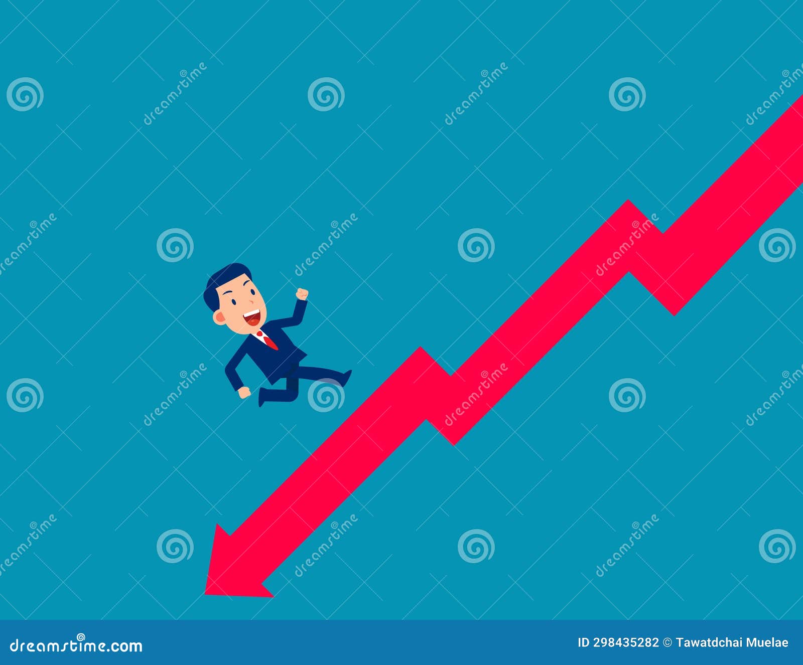 Running Part Way with Falling Graph. Business Vector Illustration Stock ...