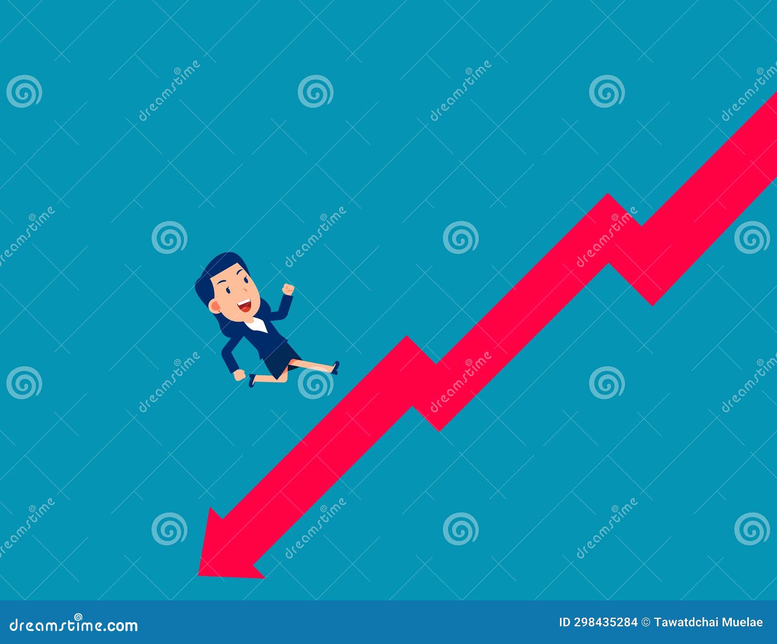 Running Part Way with Falling Graph. Business Vector Illustration Stock ...