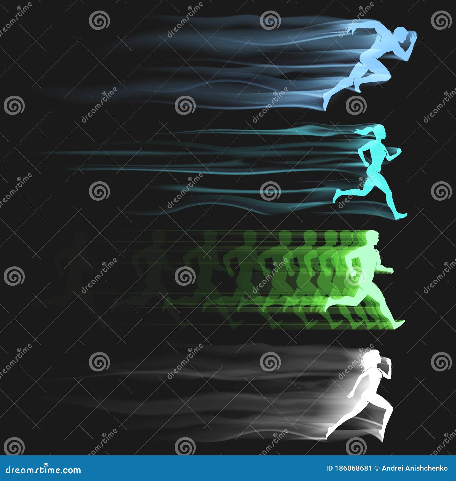 Running People with Light Trail Stock Vector - Illustration of cross ...