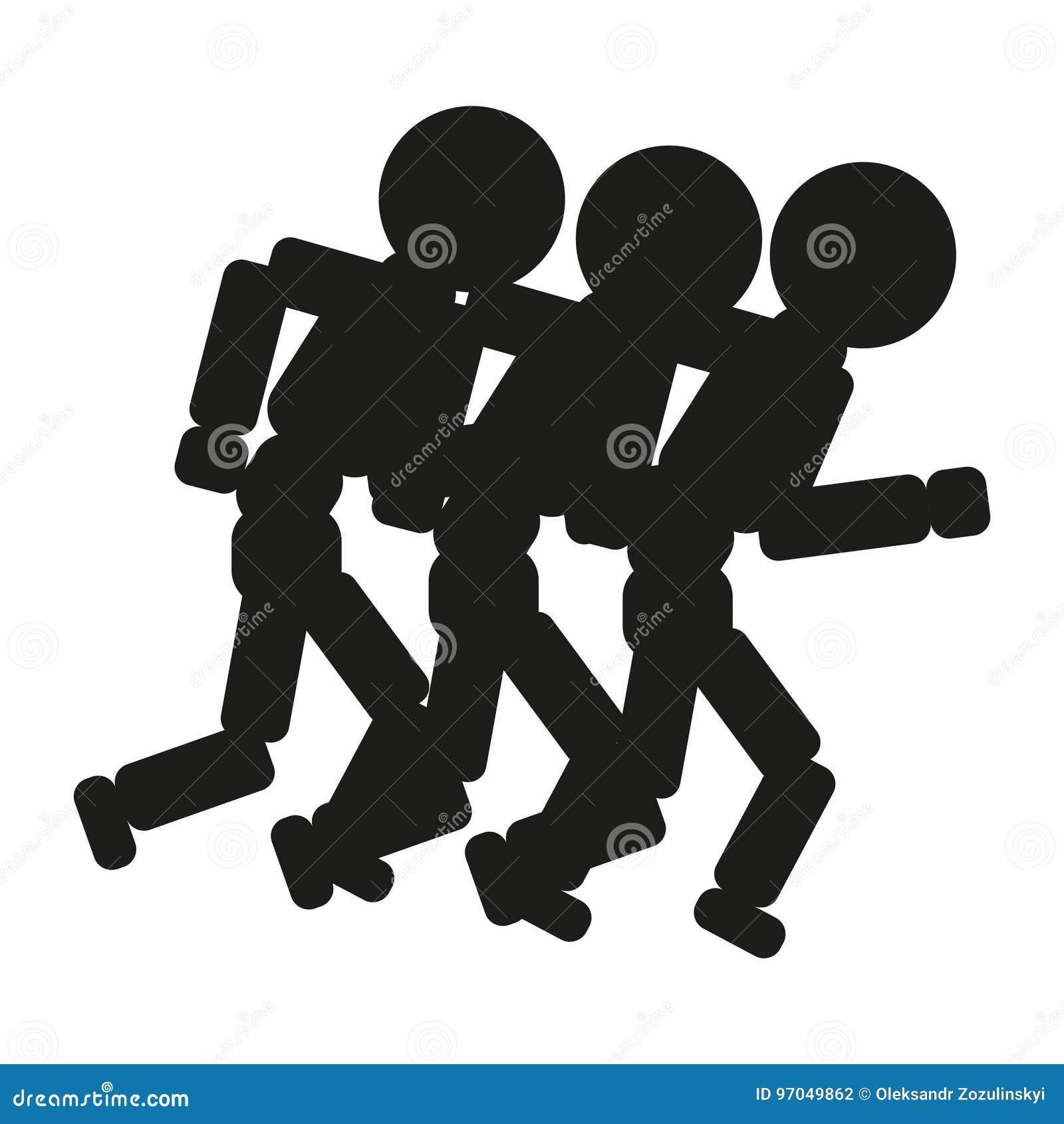 Running People Sign Illustration. Vector. Black Icon on White ...