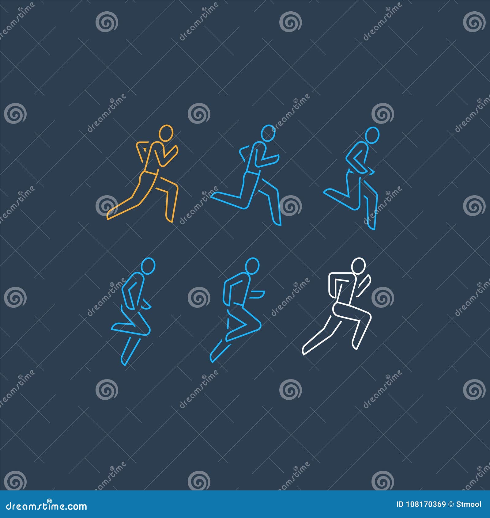 Runner Logo, Running Person Line Icon, Motion Sequence Set, Marathon ...